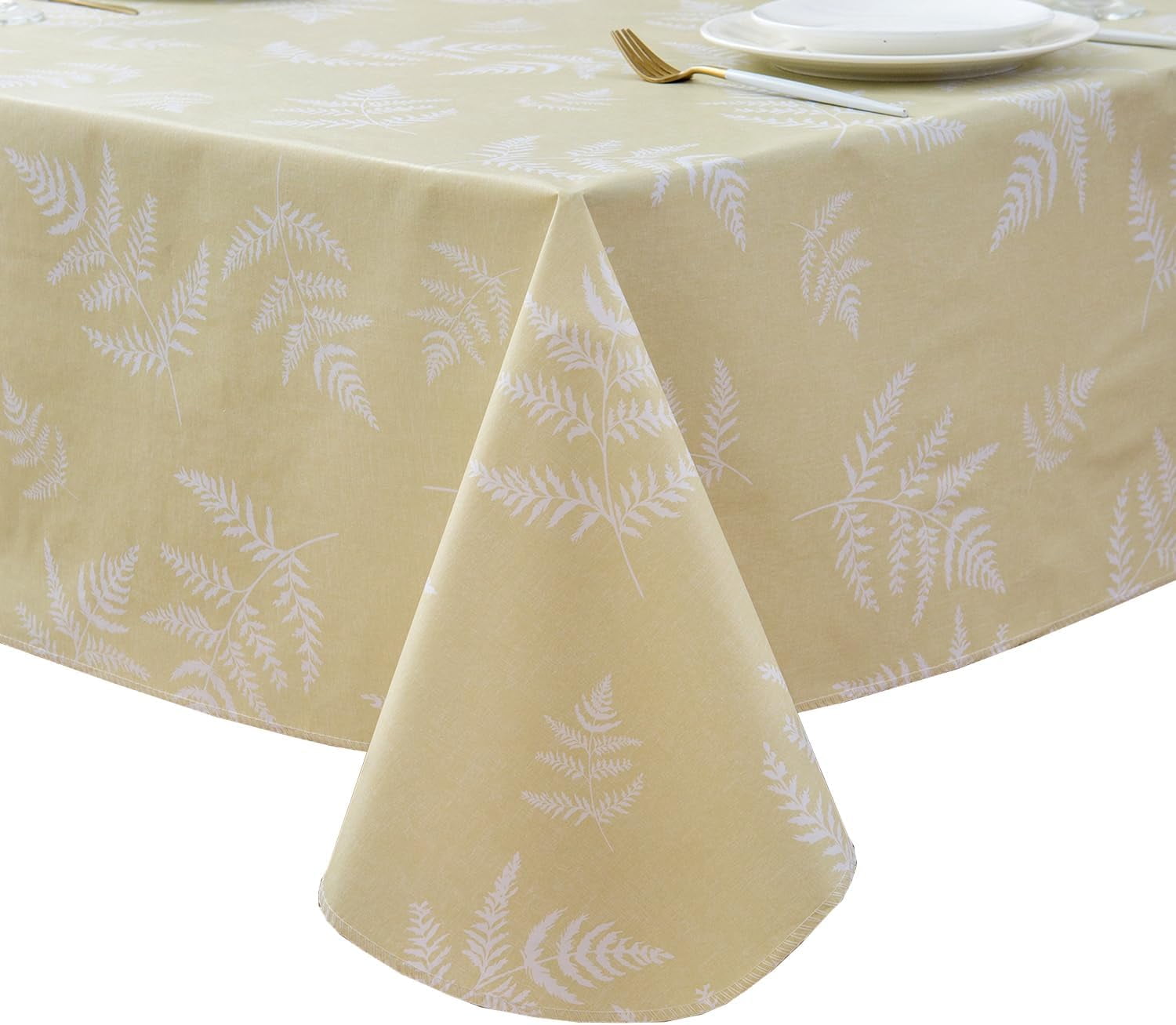 Vinyl Tablecloth with Flannel Backed Waterproof Oil-Proof PVC Table ...