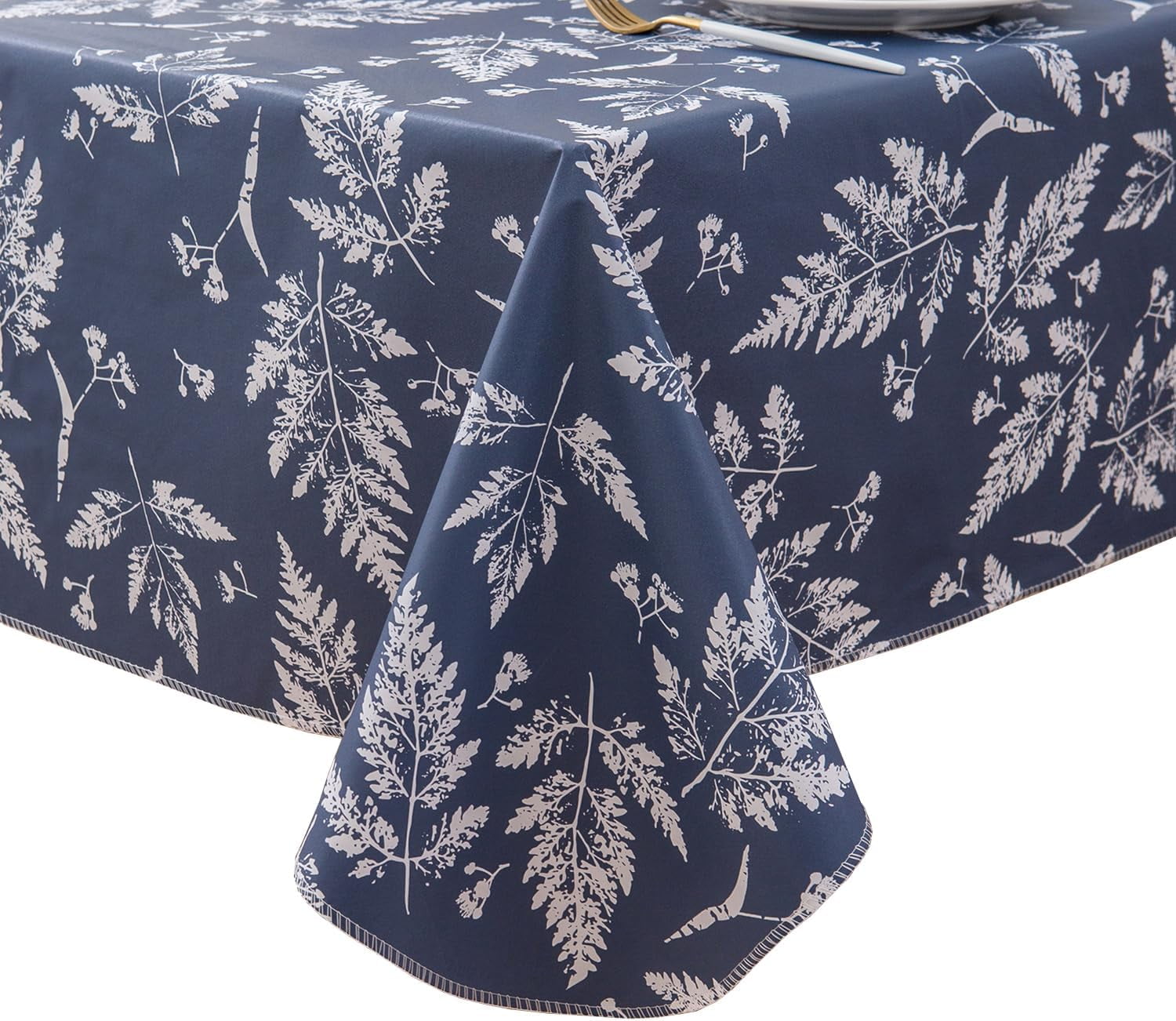 Vinyl Tablecloth with Flannel Backed Waterproof Oil-Proof PVC Table ...