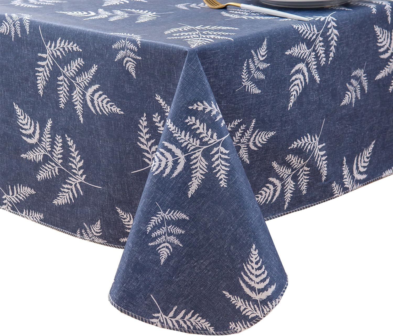 Vinyl Tablecloth with Flannel Backed Waterproof Oil-Proof PVC Table ...