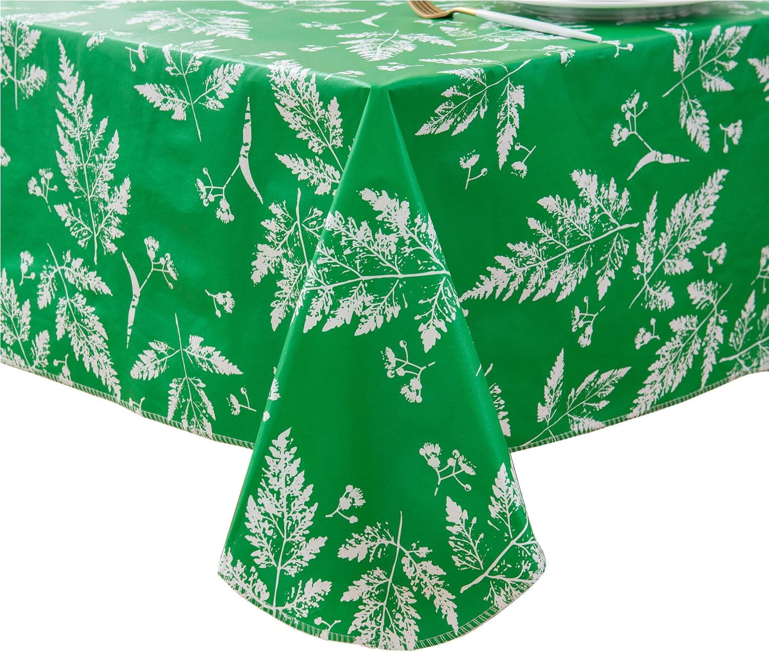 Vinyl Tablecloth with Flannel Backed Waterproof Oil-Proof PVC Table ...