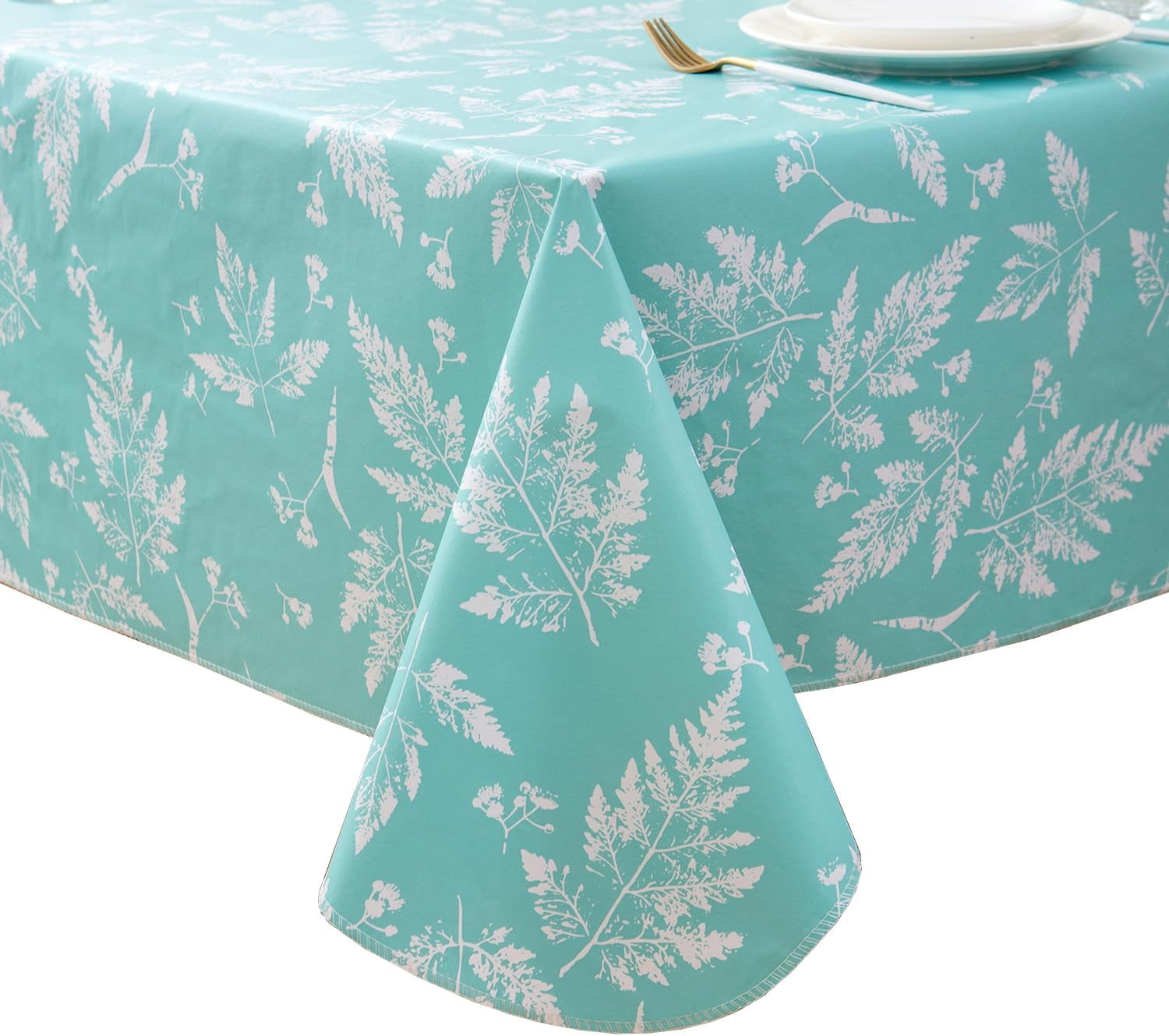 Vinyl Tablecloth with Flannel Backed Waterproof Oil-Proof PVC Table ...