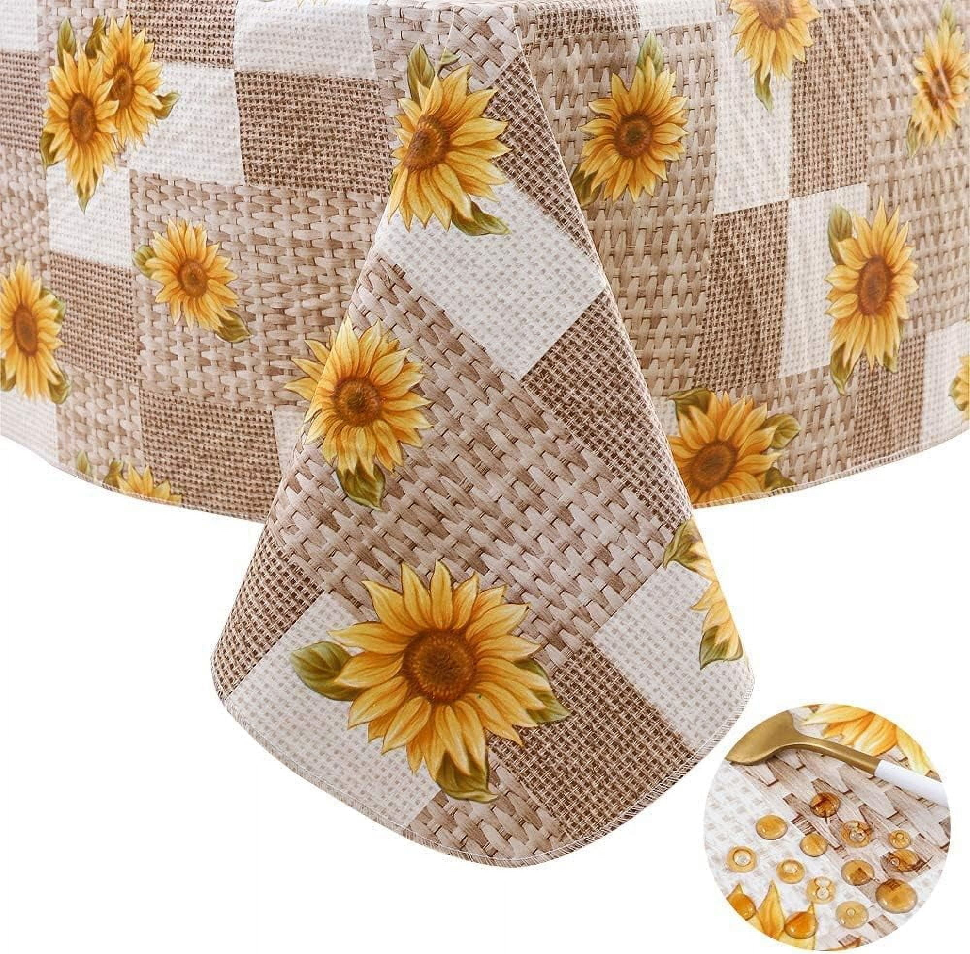 Vinyl Tablecloth with Flannel Backed Waterproof Oil-Proof PVC Table ...