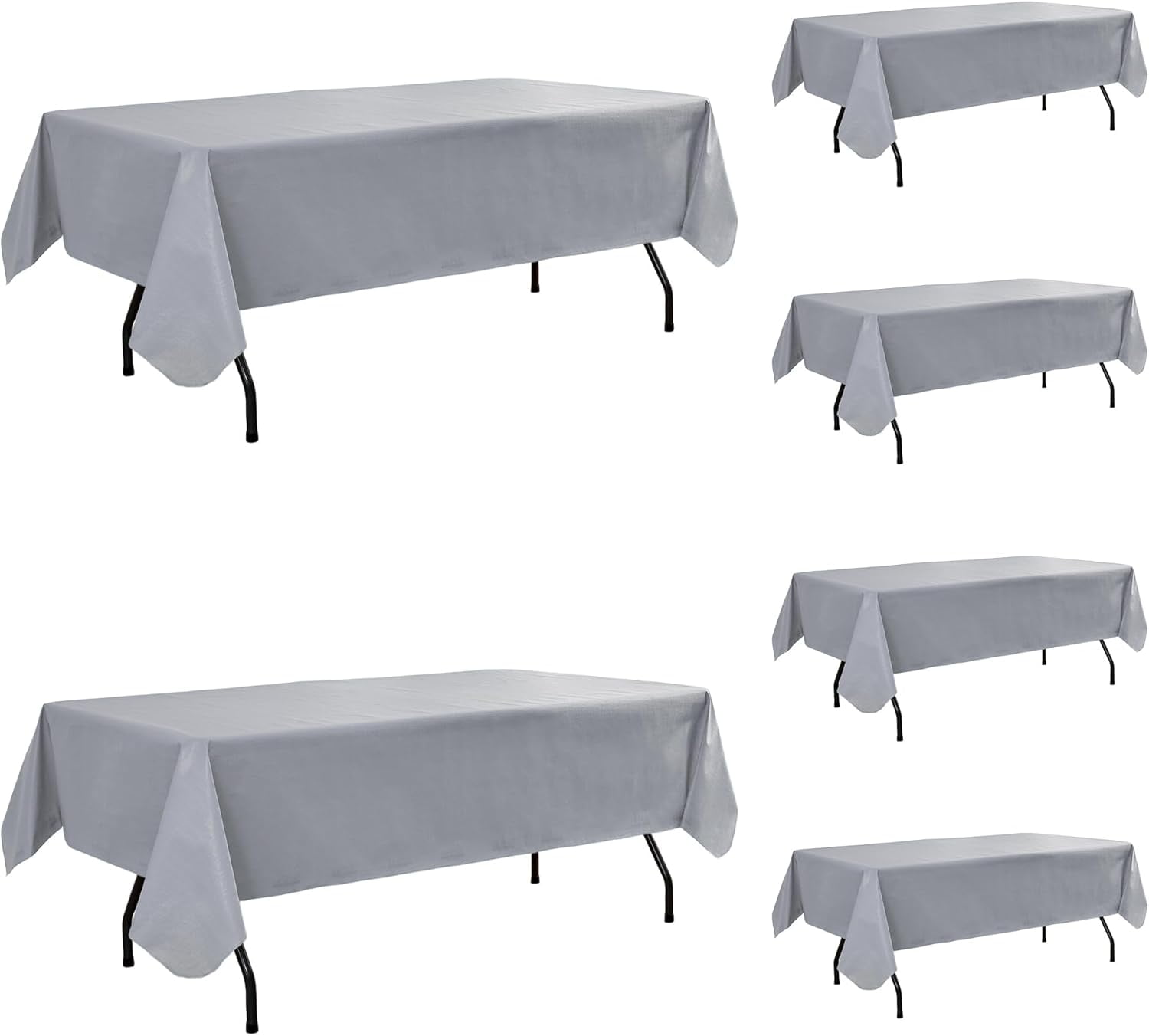 Vinyl Tablecloth with Flannel Backing-6 Pack Grey 60x120 Inch Outdoor ...