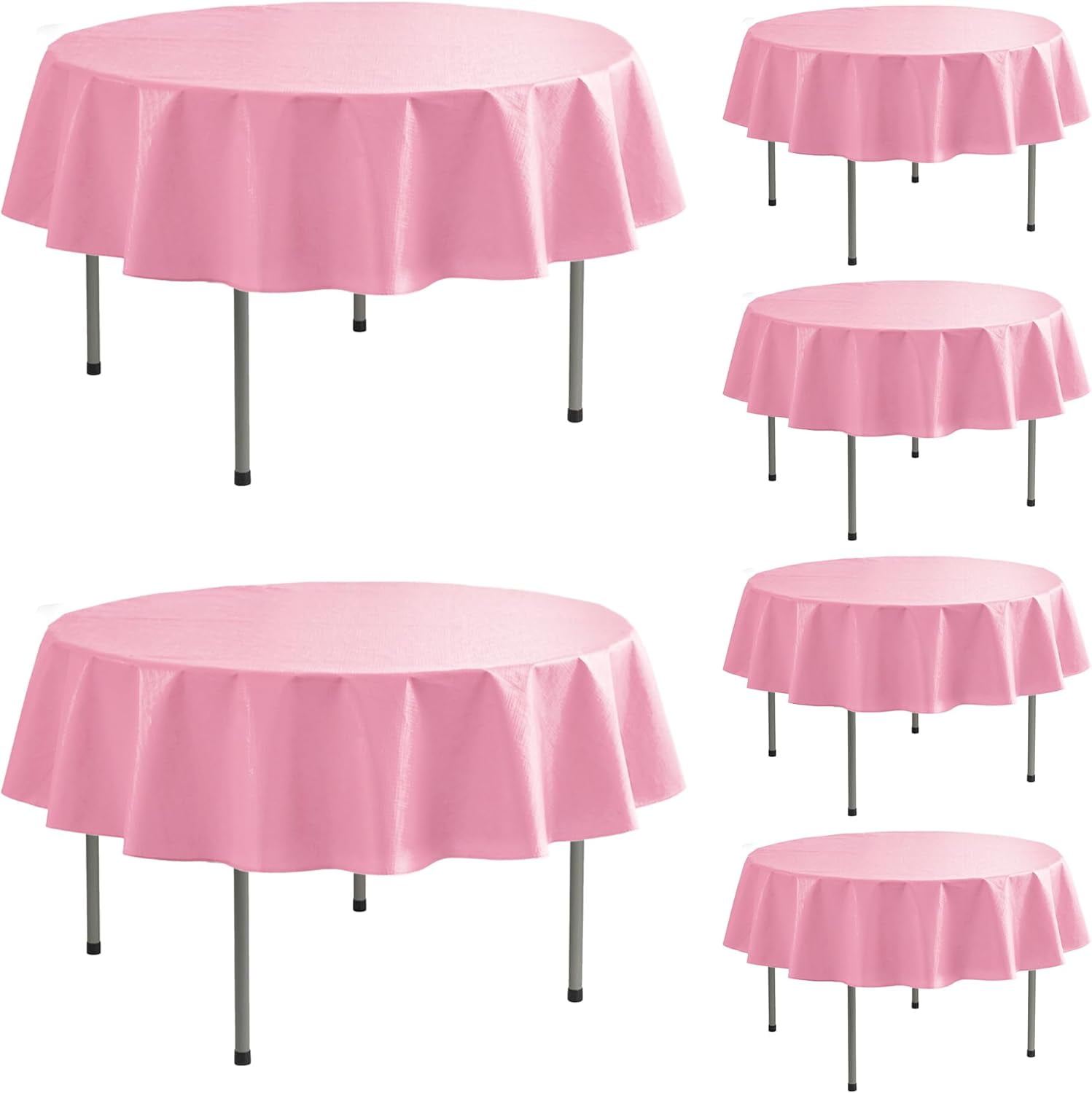 Vinyl Tablecloth with Flannel Backing-6 Pack White 60x102 Inch Outdoor ...