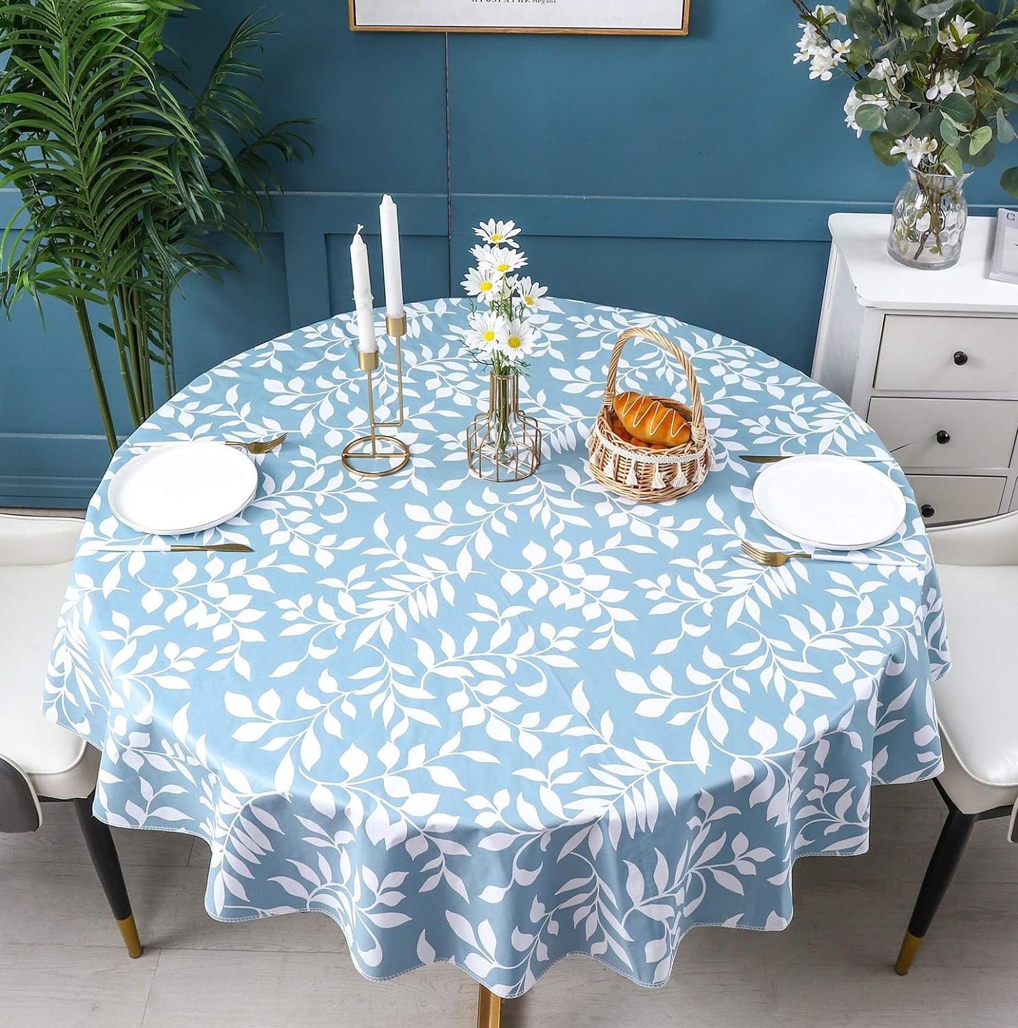 Vinyl Tablecloth,Heavy Duty 100% Waterproof Oil-Proof Wipeable with ...