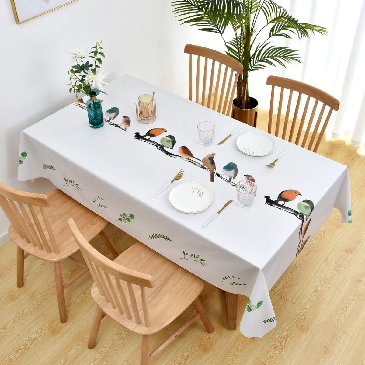Vinyl Tablecloth Plastic Oilcloth PVC Wipeable Spill Proof Waterproof ...