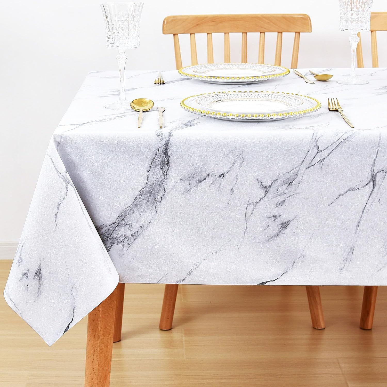 Vinyl Tablecloth for Rectangle Tables, Waterproof PVC Plastic Table ...