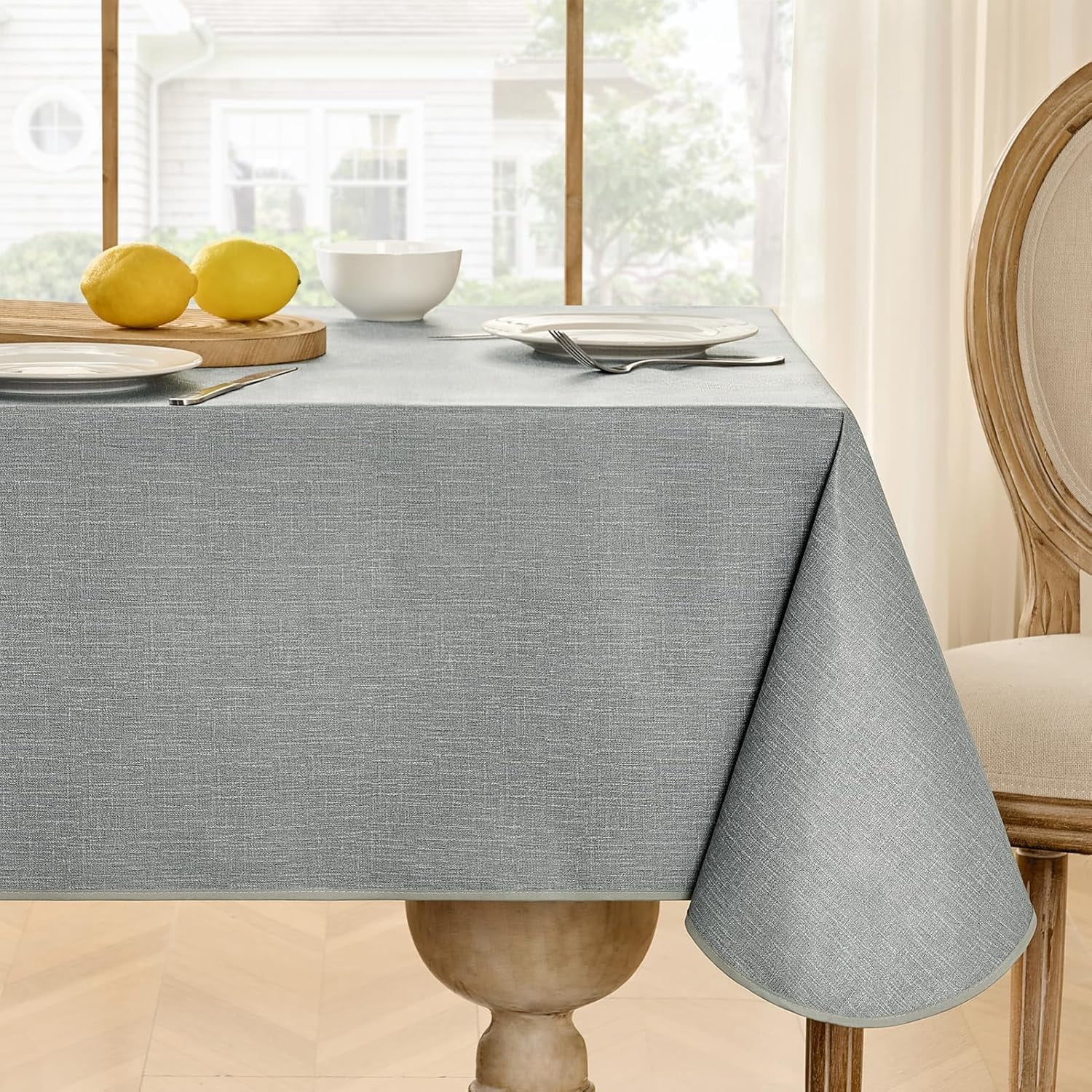 Vinyl Tablecloth Square, Outdoor 100% Waterproof Oil Proof Plastic Edge ...