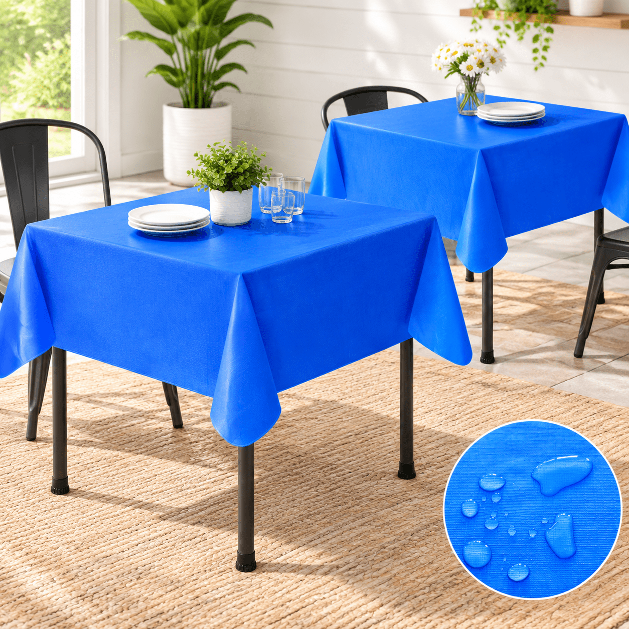 Vinyl Tablecloth With Flanneling 2 54x54 In Blue - Walmart.com