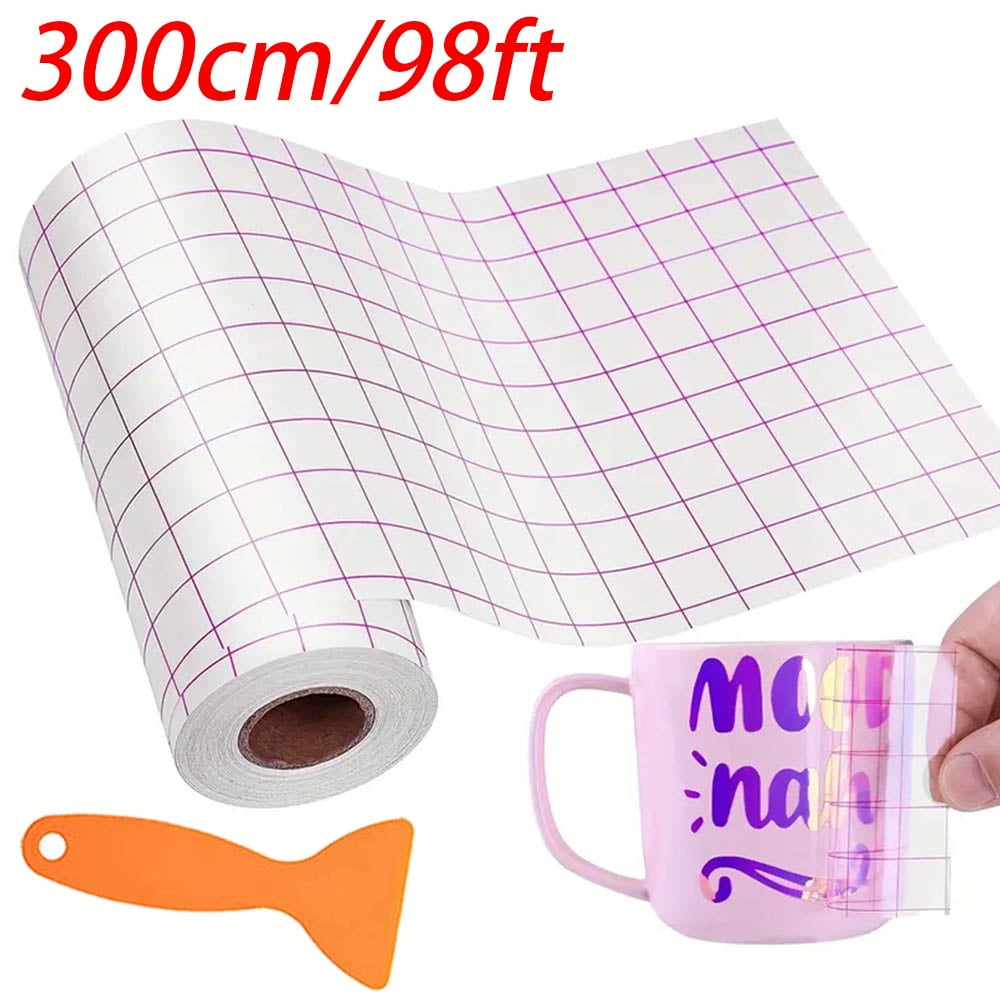 Vinyl Transfer Tape - 12" X 98 ft with Red Alignment Grid for Cricut and Silhouette Cameo ...