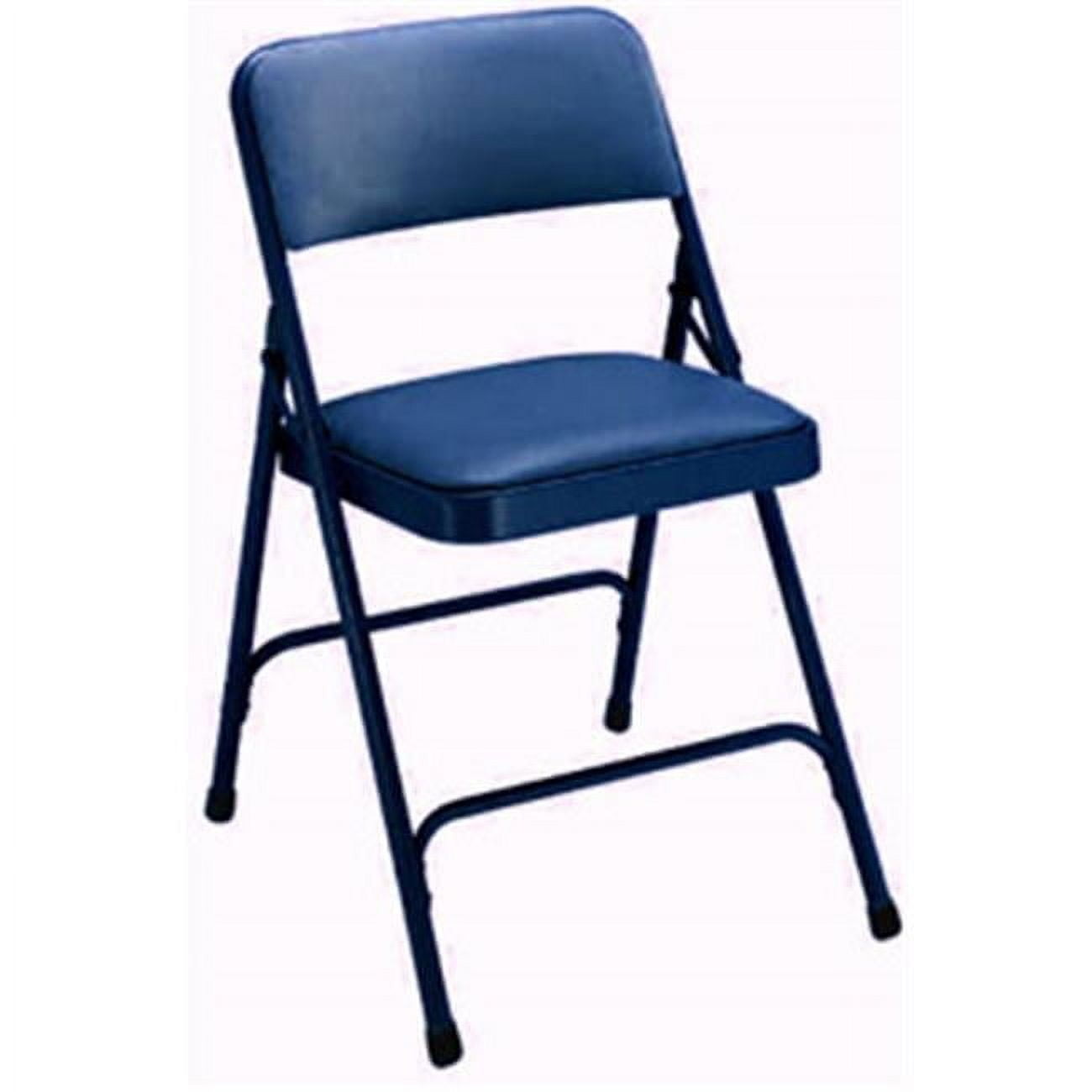 Vinyl Upholstered Premium Folding Chair Dark Midnight Blue with Blue ...