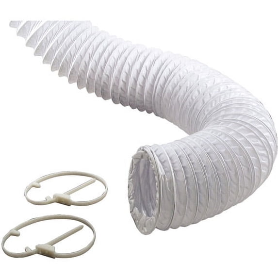 Lambro 8' White Vinyl Vent Duct Kit with Hose and Plastic Clamps ...