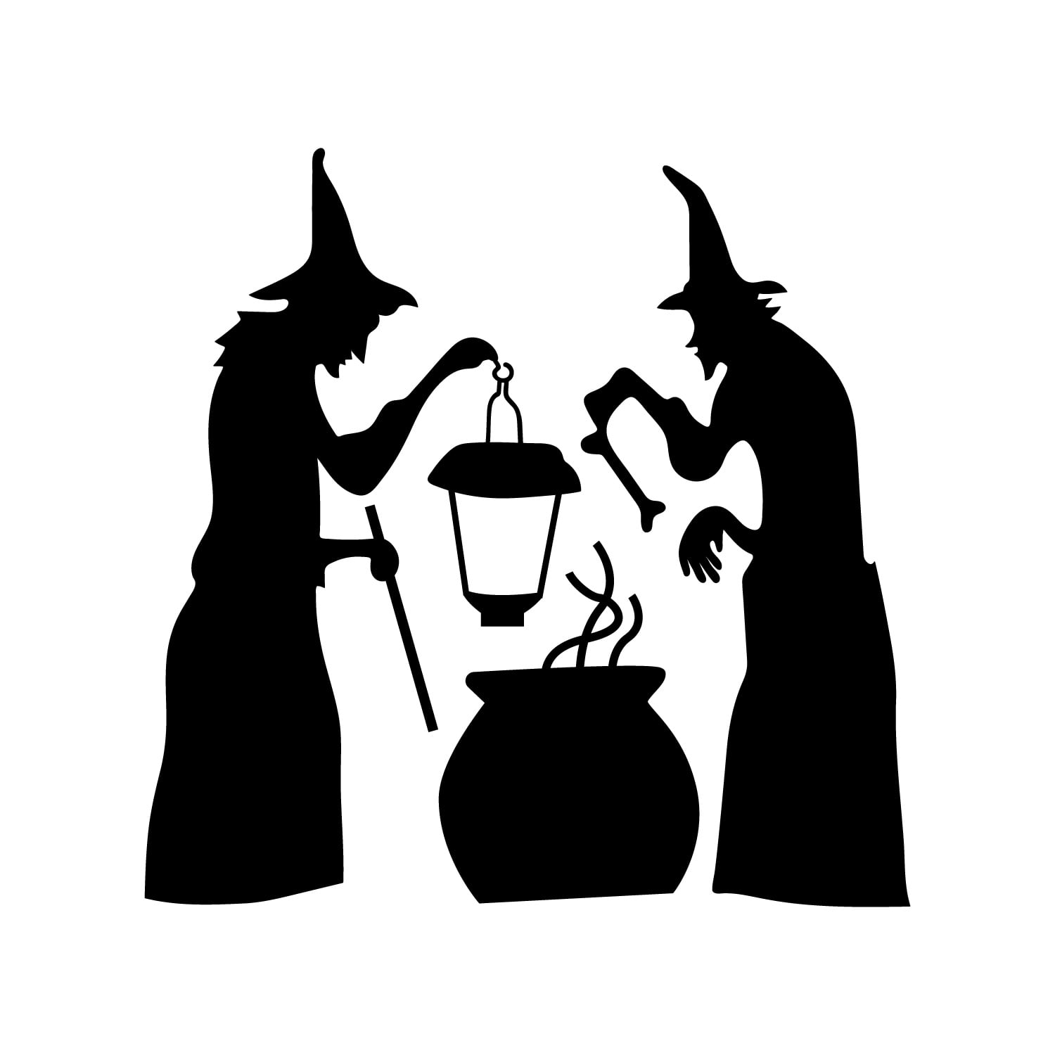 Vinyl Wall Art Decal - 2 Witches and Cauldron - 22.5" x 22.5" - Spooky ...