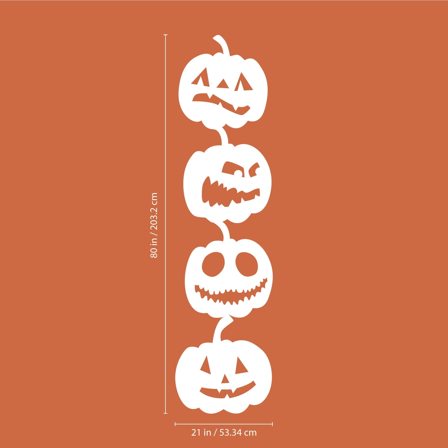 Vinyl Wall Art Decal - 4 Stacked Pumpkins - 21" x 80" - Spooky ...
