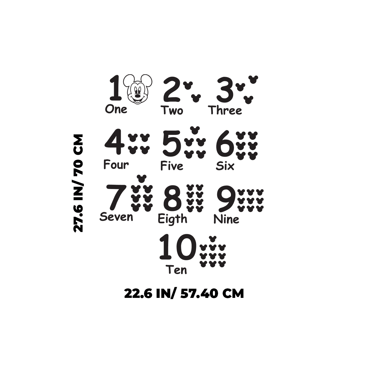 Vinyl Wall Art Decal - Animated Numbers Cartoon Mouse - 22.6" x 27.6 ...