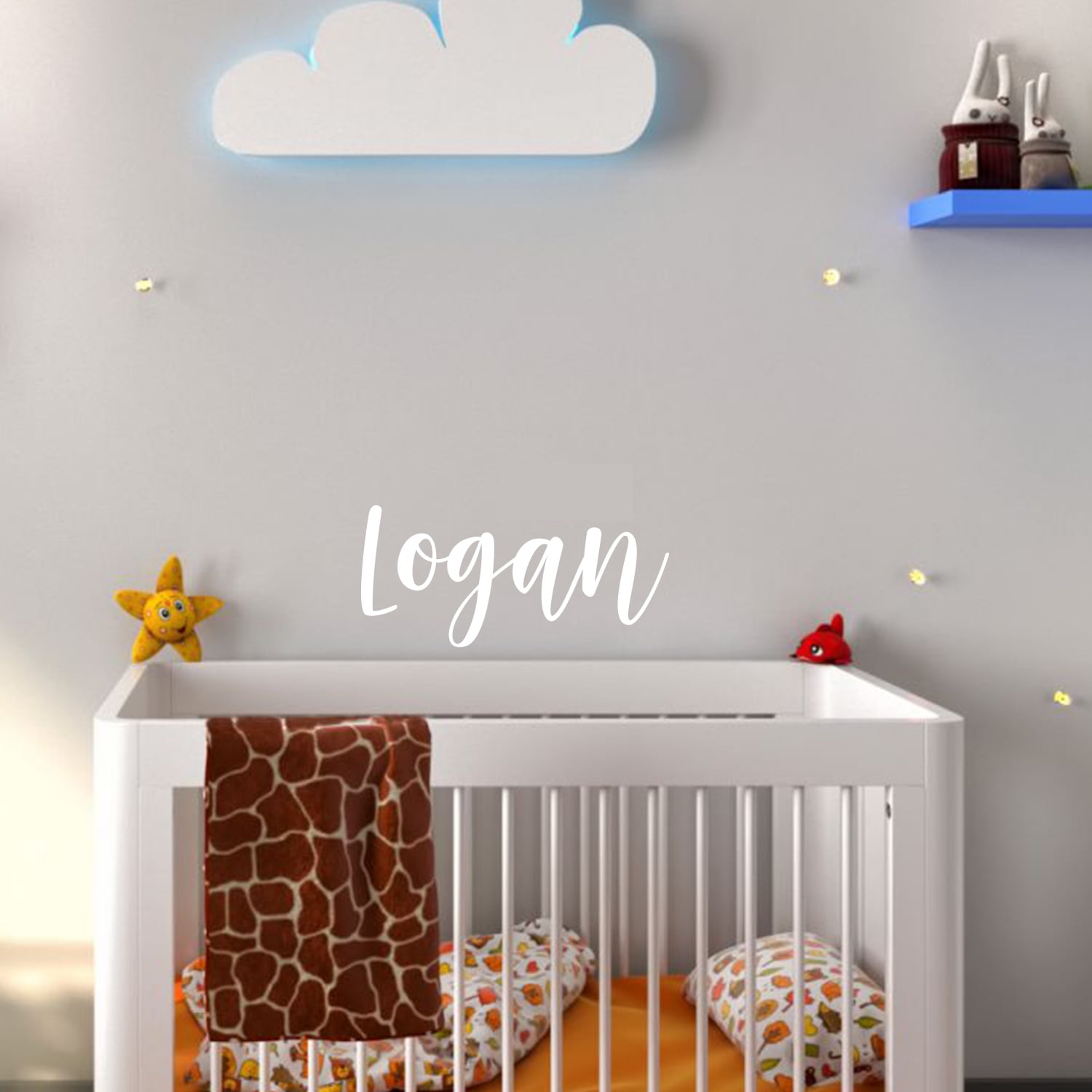 Vinyl Wall Art Decal Boys Custom Name - ’Logan’ Custom Text Name - 12 ...