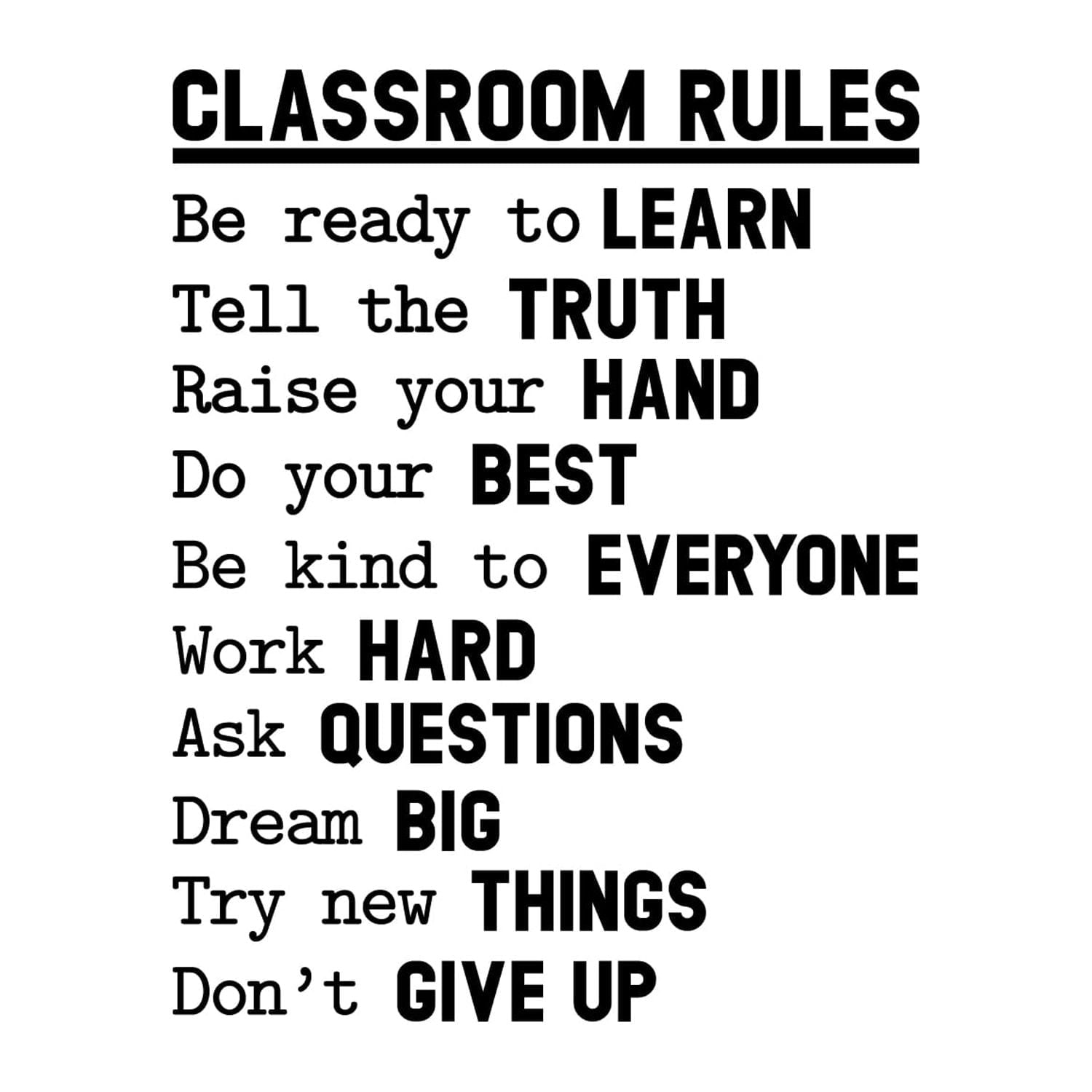 Vinyl Wall Art Decal - Classroom Rules - 28" x 22" - Trendy Inspiring ...
