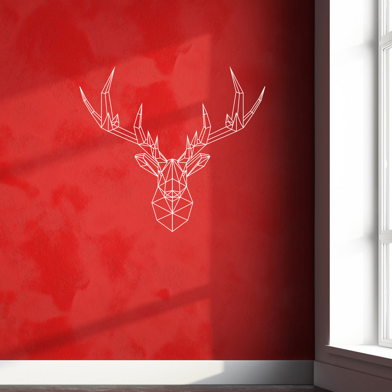 Vinyl Wall Art Decal - Geometric Deer Head - 23" x 26" - Home Decor for ...