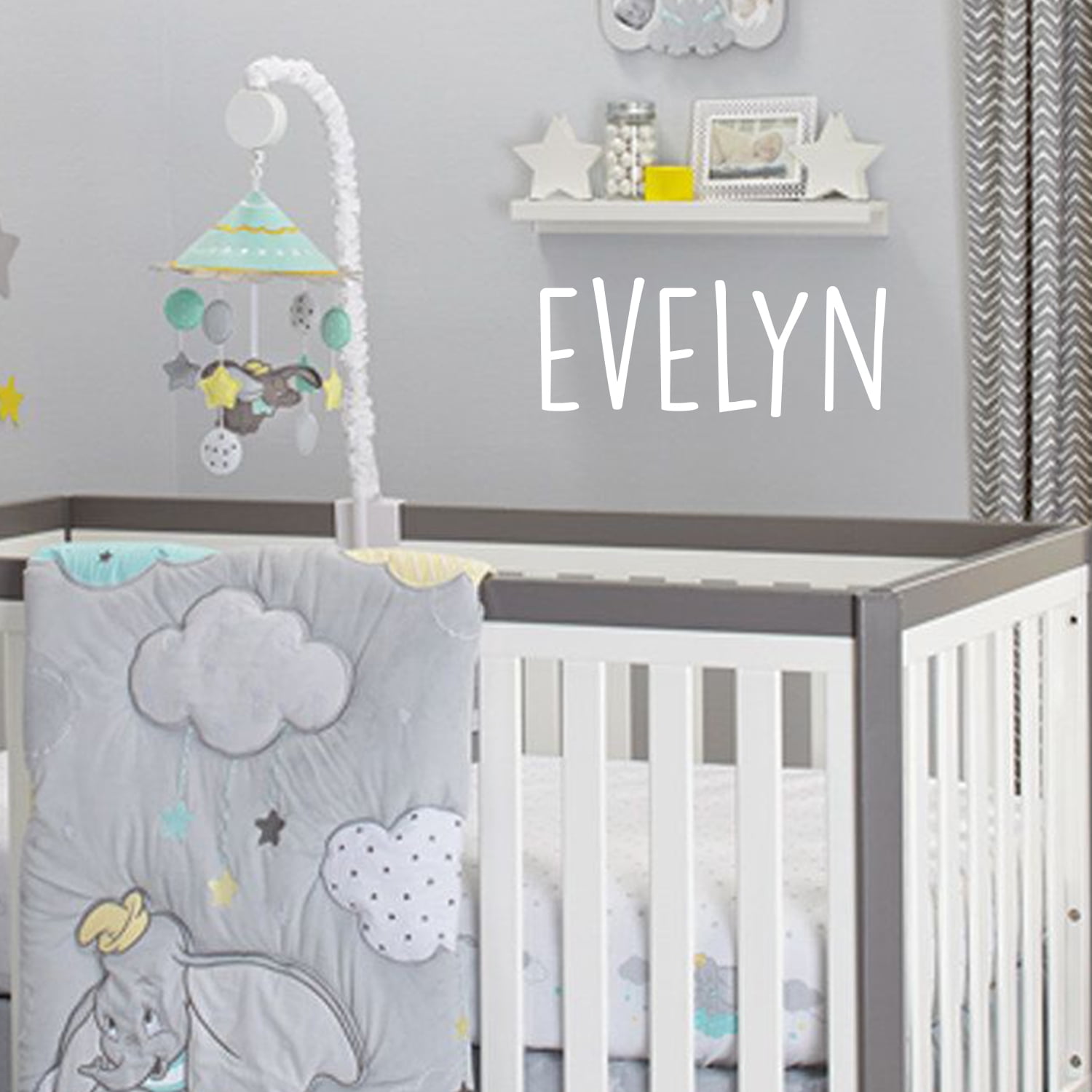 Vinyl Wall Art Decal Girls Custom Name - ’Evelyn’ Custom Text Name- 12" x 30" - Girls Bedroom ...