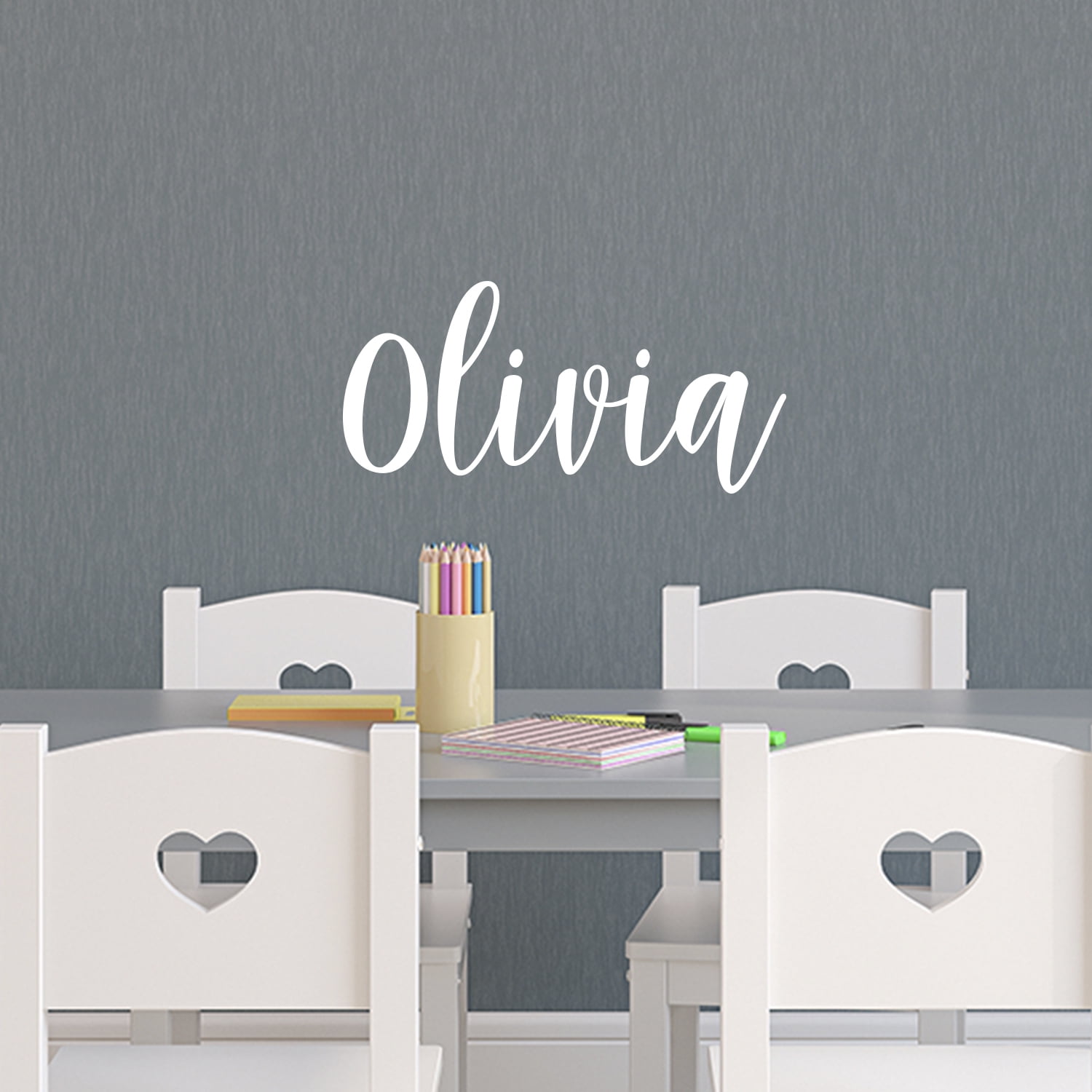 Vinyl Wall Art Decal Girls Custom Name - ’Olivia’ Custom Text Name- 12 ...