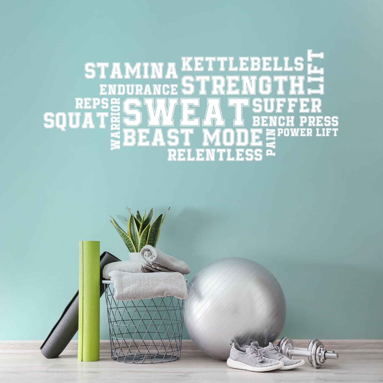 Vinyl Wall Art Decal - Gym Words - 22" x 58" - Word Collage Trendy ...