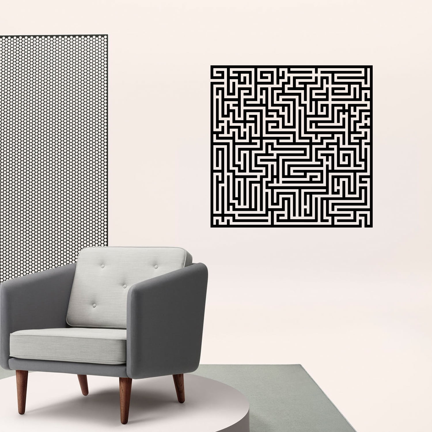 Vinyl Wall Art Decal - Labyrinth - 23" x 23" - Modern Contemporary Maze ...
