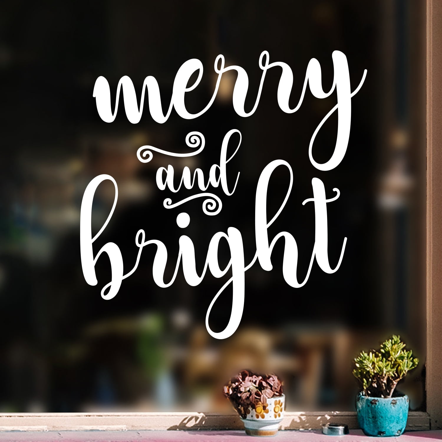 Vinyl Wall Art Decal - Merry and Bright - 21" x 21" - Christmas ...
