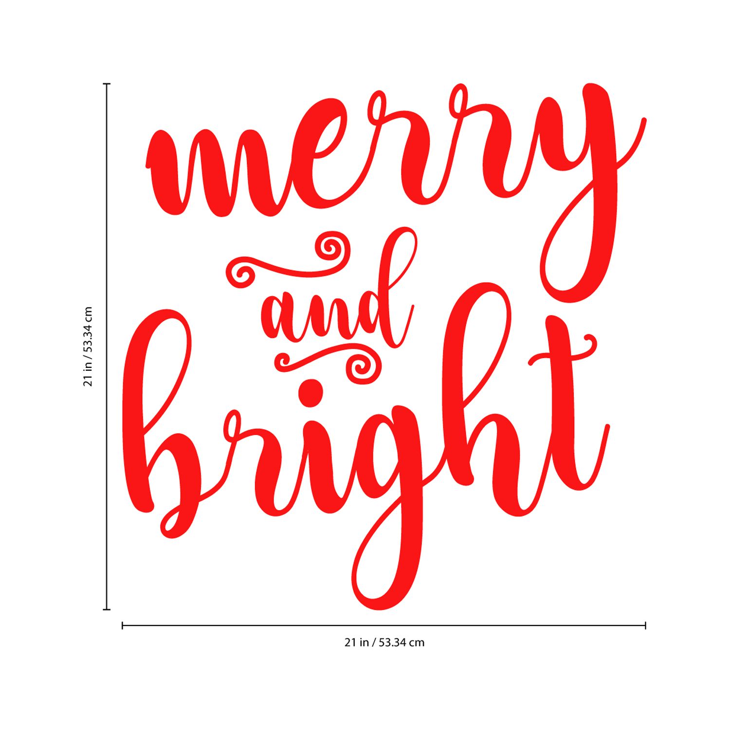 Vinyl Wall Art Decal - Merry and Bright - 21" x 21" - Christmas ...