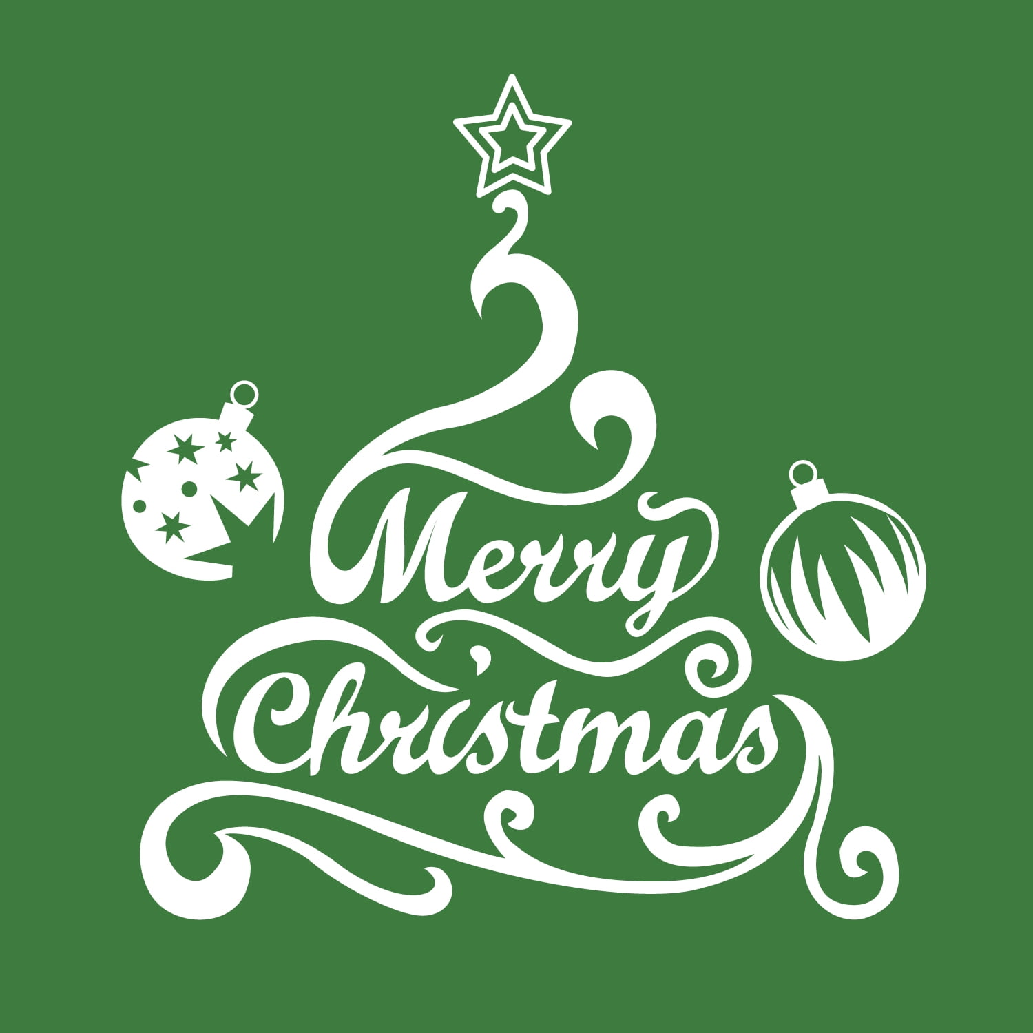 Vinyl Wall Art Decal - Merry Christmas Tree and Ornaments - 24" x 22.5 ...