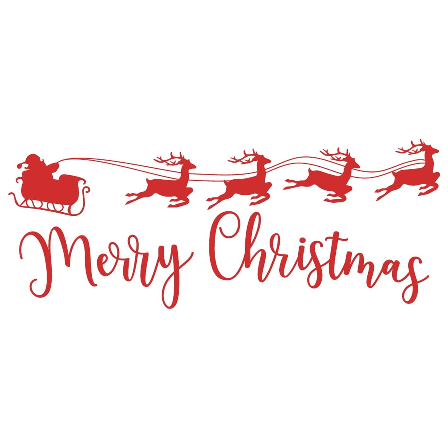 Vinyl Wall Art Decal - Sleigh Merry Christmas - 17" x 42.5" - Reindeer ...