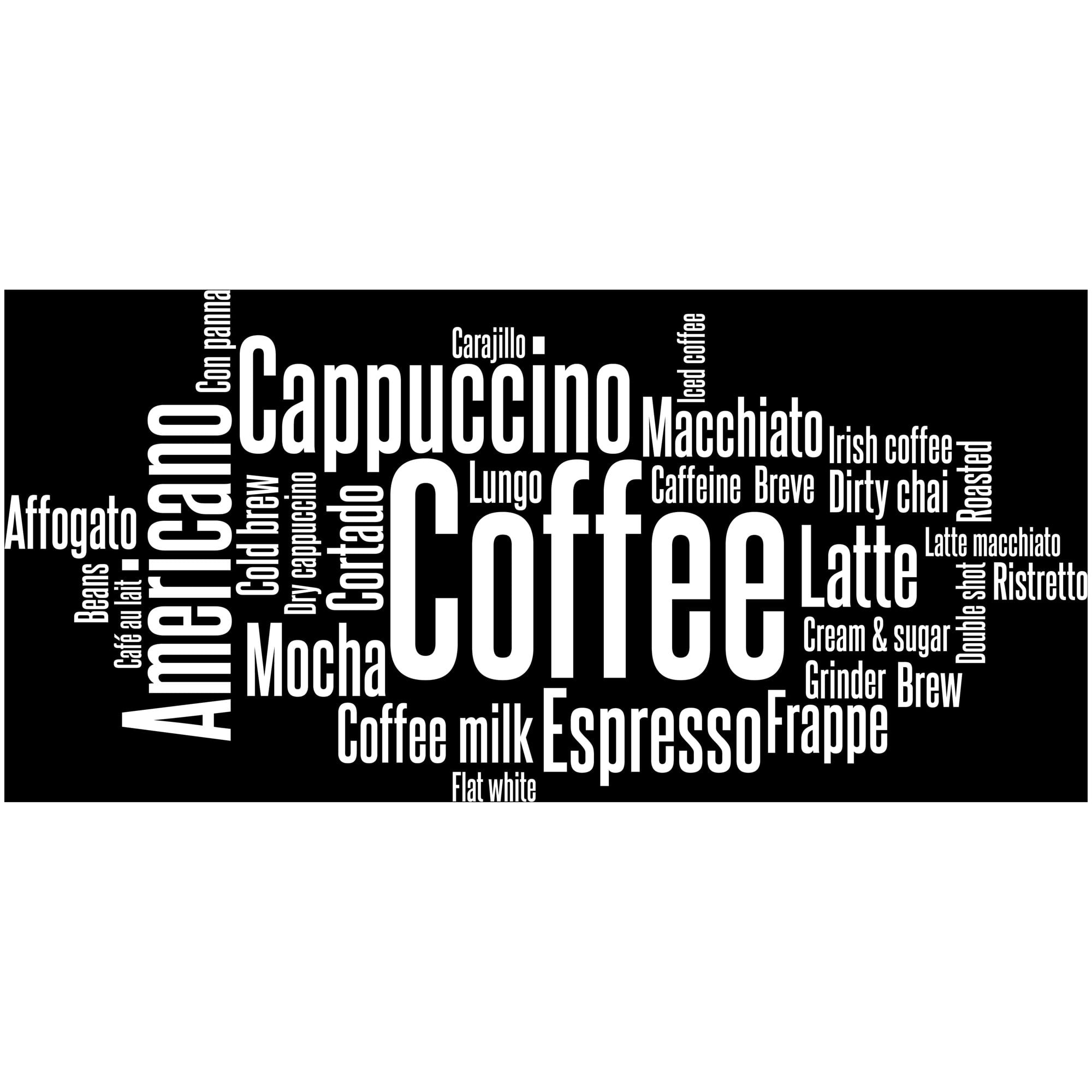Vinyl Wall Art Decal - Types Of Coffee - 22" x 46.5" - Trendy Modern ...