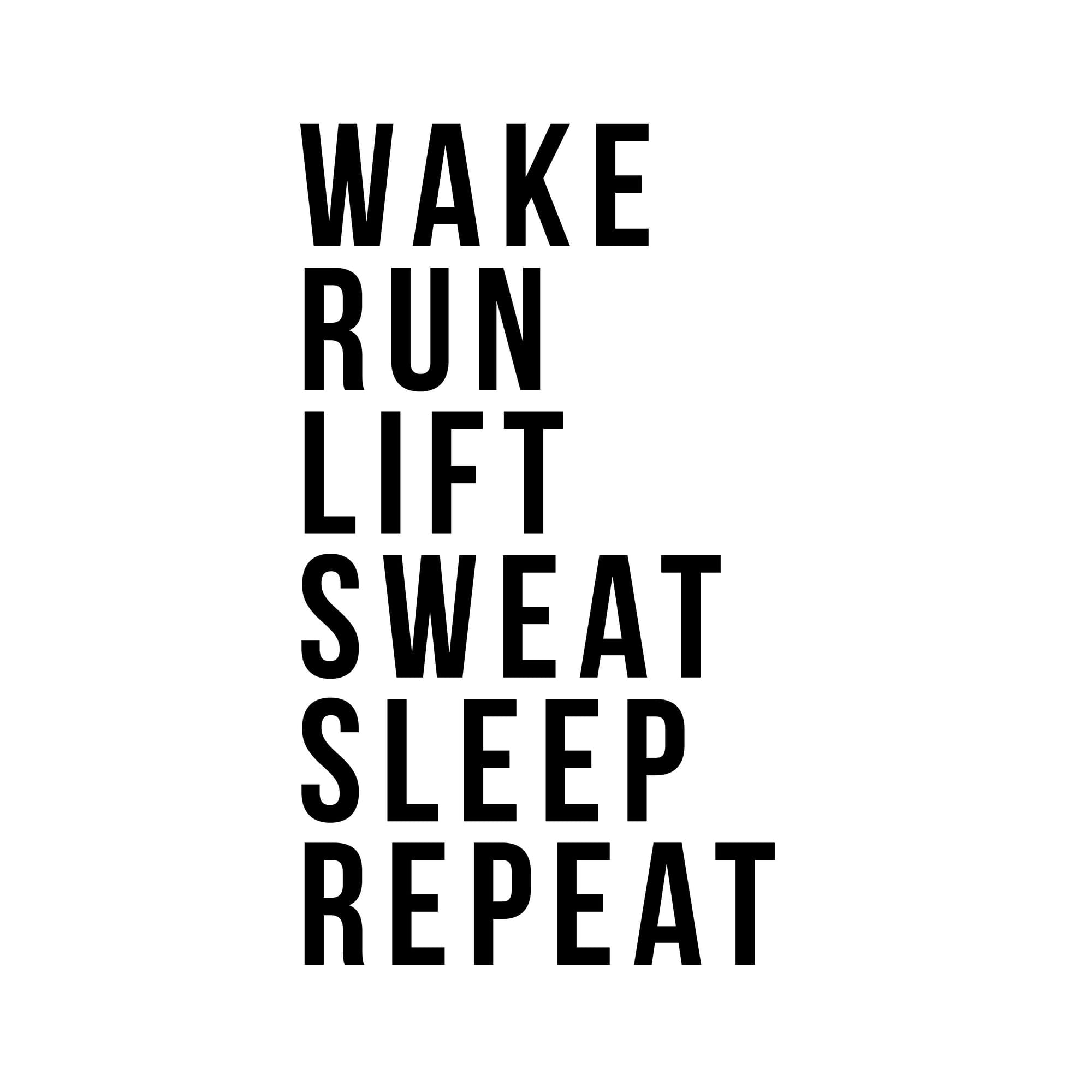 Vinyl Wall Art Decal - Wake Run Lift Sweat Sleep Repeat - 40" x 22 ...