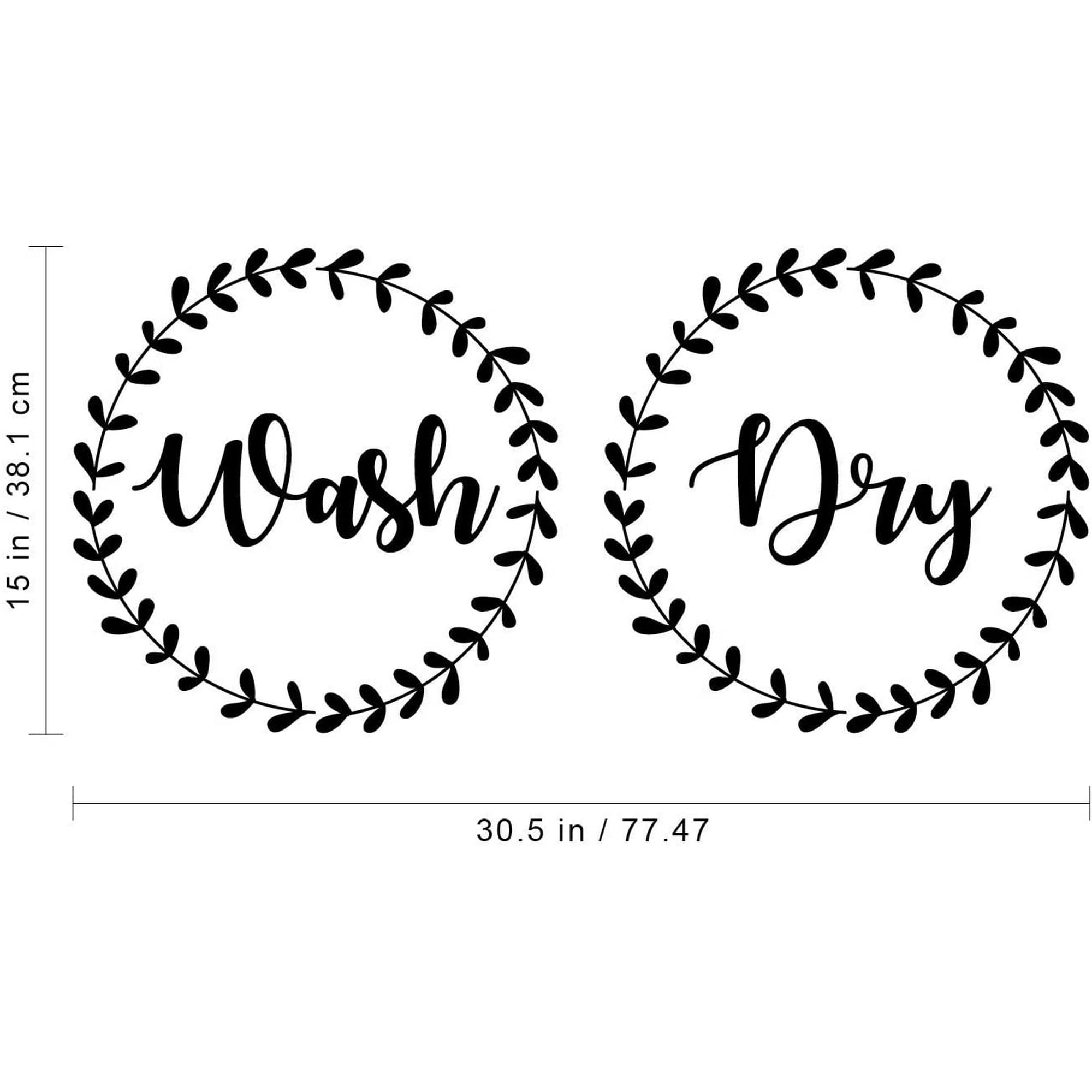 Vinyl Wall Art Decal - Wash Dry - 15" x 15" Each - Modern Trendy Cute ...