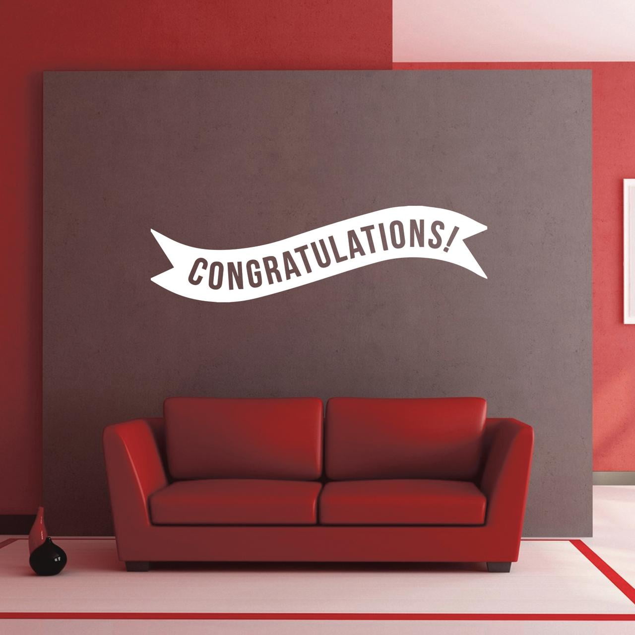 Vinyl Wall Art Decals - Congratulations! Banner - 13" x 45" - Best ...