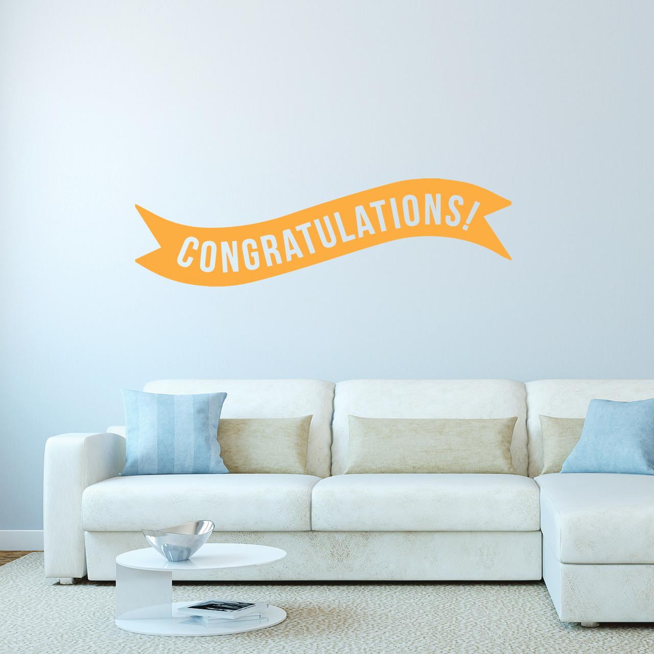 Vinyl Wall Art Decals - Congratulations! Banner - 13" x 45" - Best ...