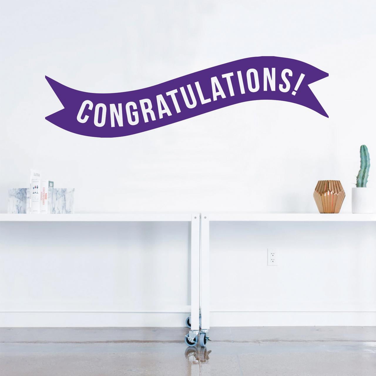 Vinyl Wall Art Decals - Congratulations! Banner - 13" x 45" - Best ...