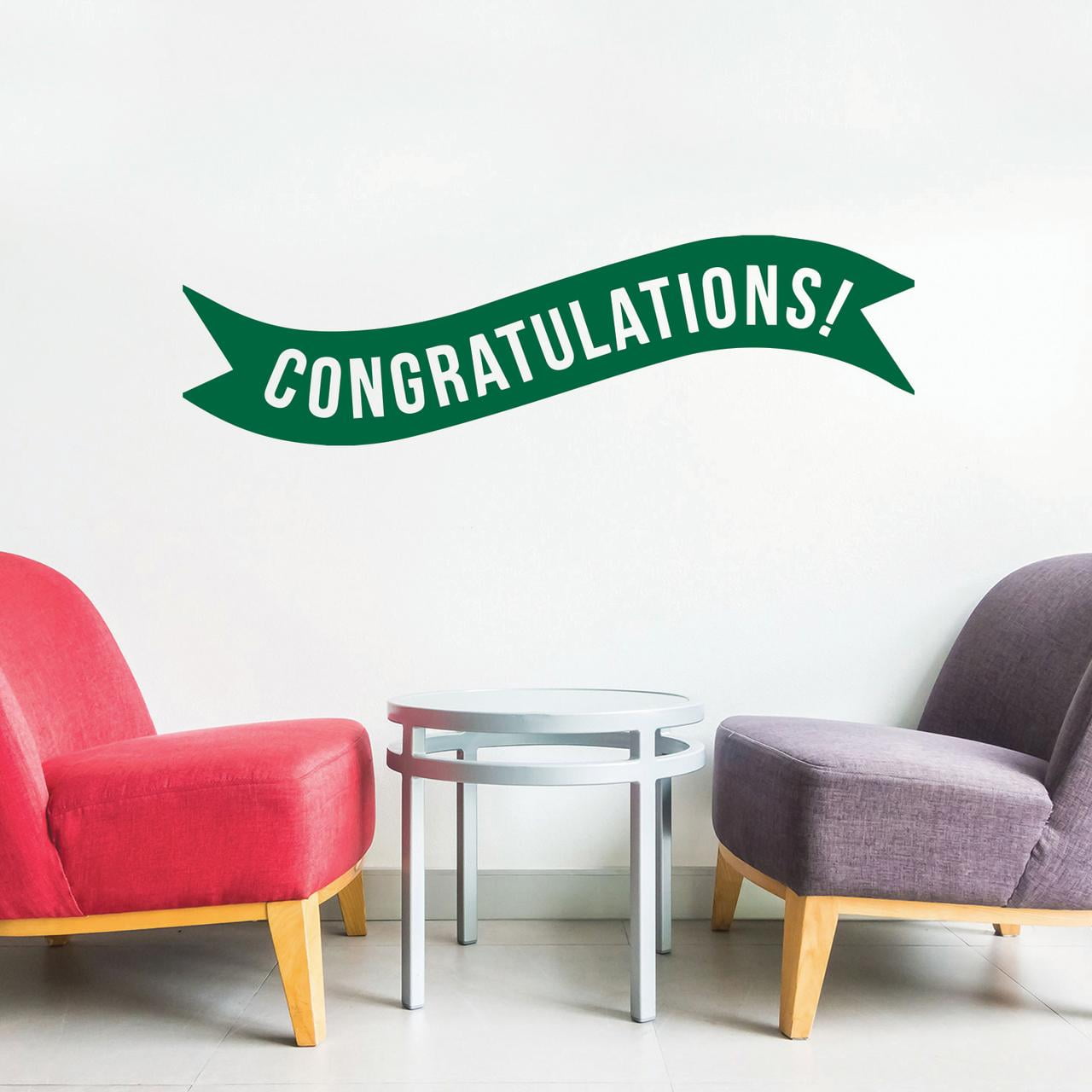 Vinyl Wall Art Decals - Congratulations! Banner - 13" x 45" - Best ...