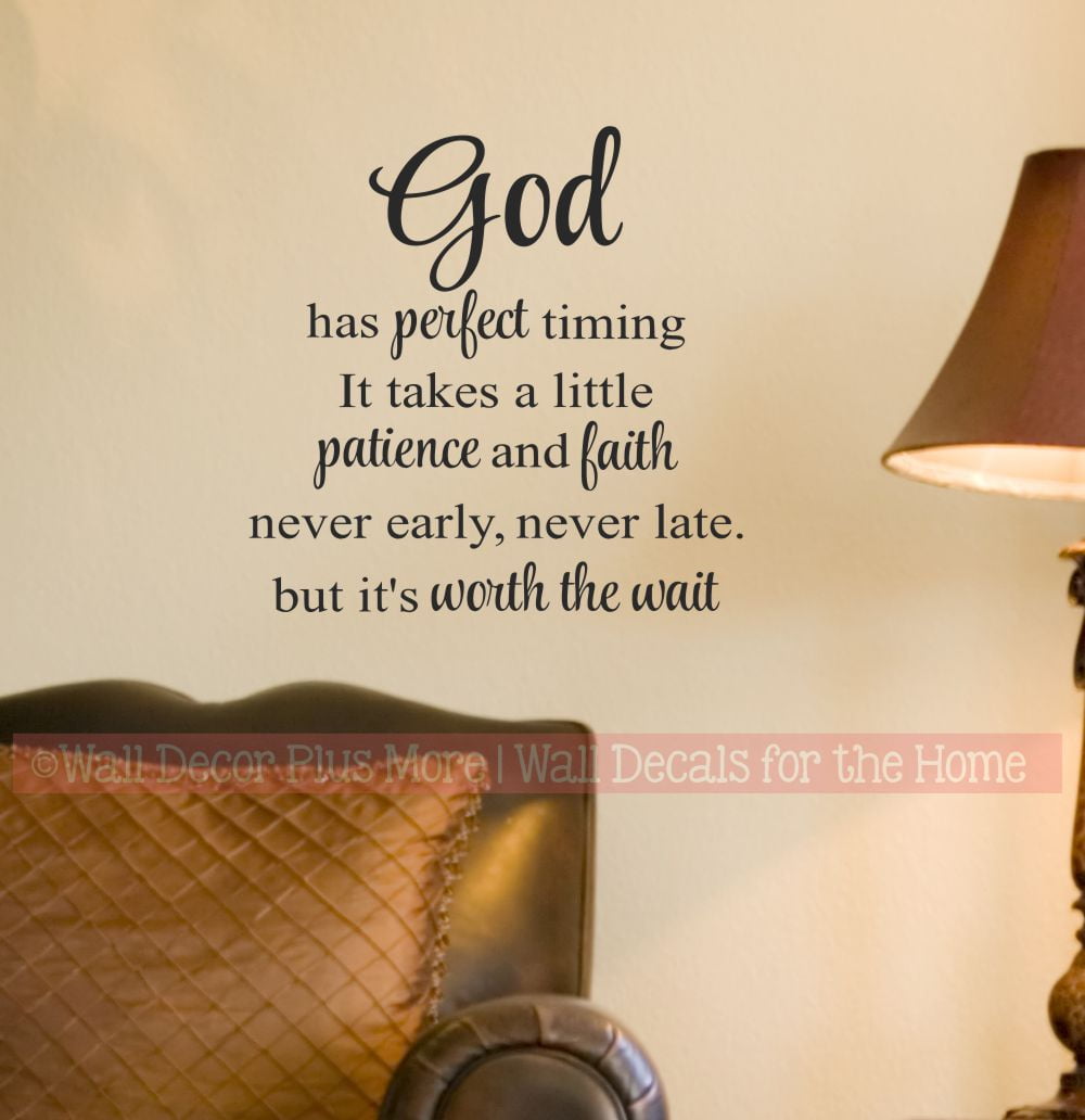 Vinyl Wall Art God Has Perfect Timing Patience Faith Religious Home ...