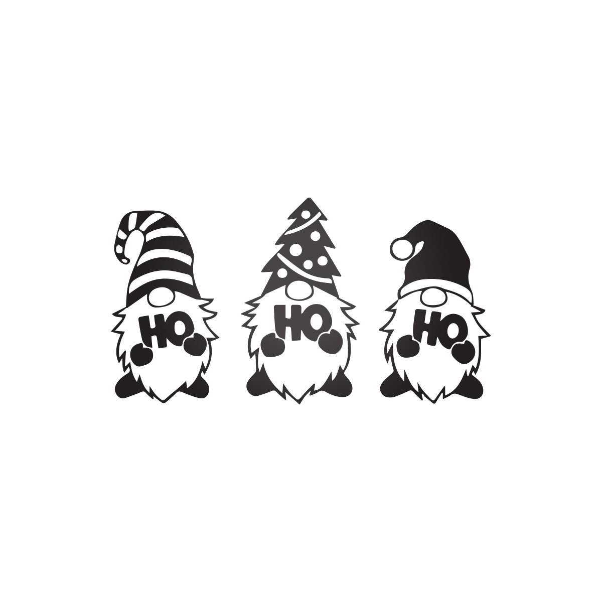 Vinyl Wall Art - HO HO HO Gnome Christmas - 23" x 13" - for Christmas ...