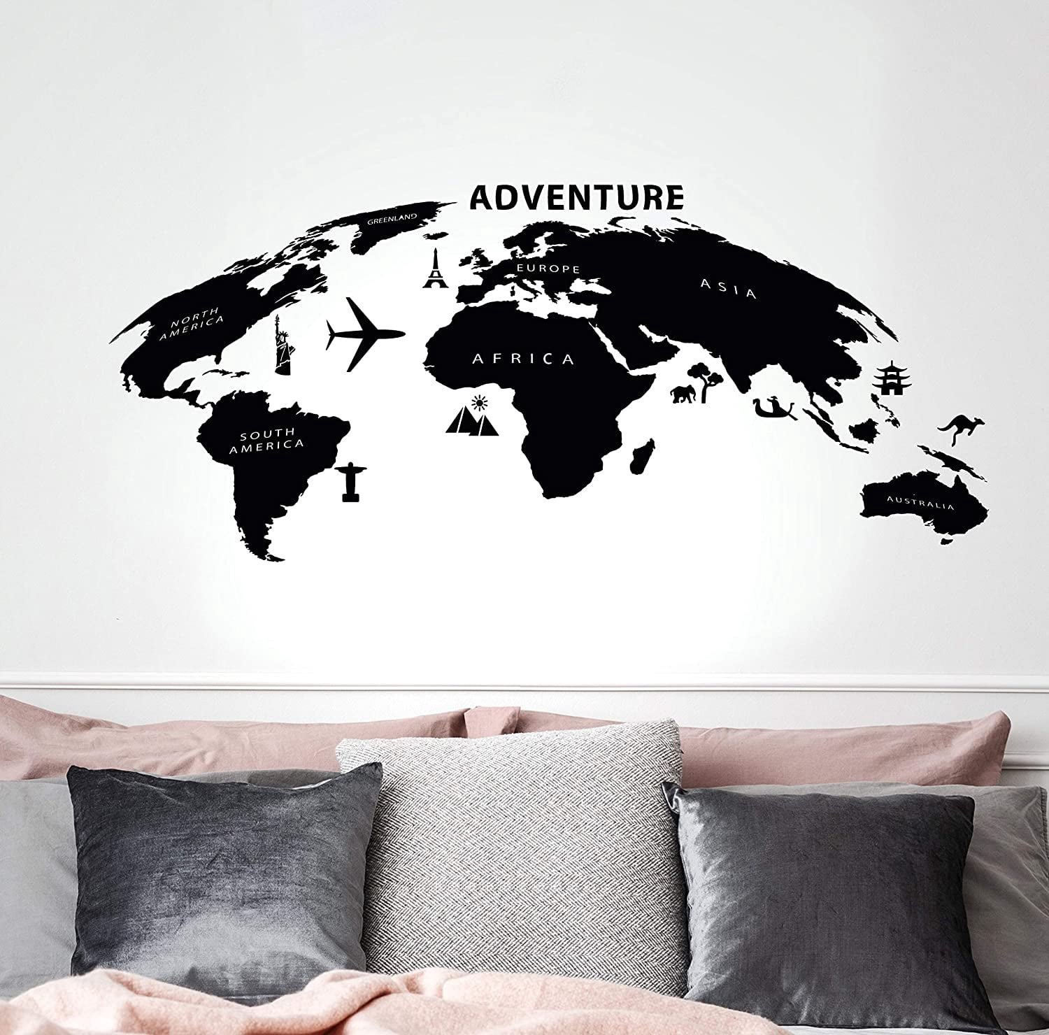 Vinyl Wall Decal Adventure Travel Geography Tourism Map Atlas Living ...
