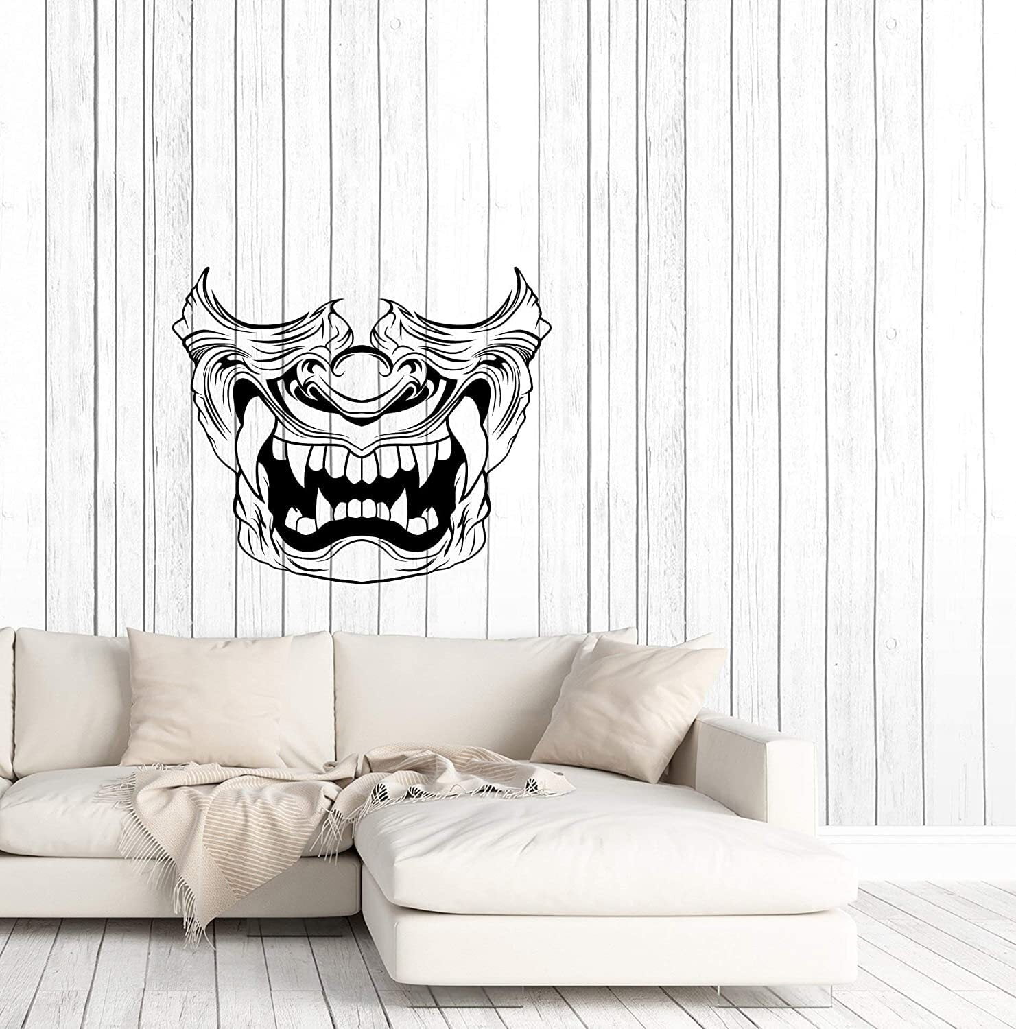 Vinyl Wall Decal Asian Style Japanese Face Mask Fangs Stickers Large ...