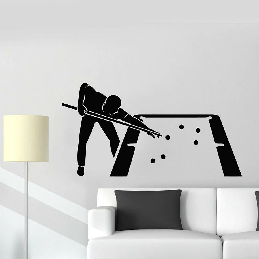 Vinyl Wall Decal Billiards Hobbies Sports Leisure Cue Player Window ...