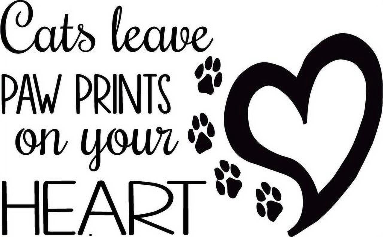 Vinyl Wall Decal: Cat Paw Print Quote - Wall Decal / Heart Bedroom ...