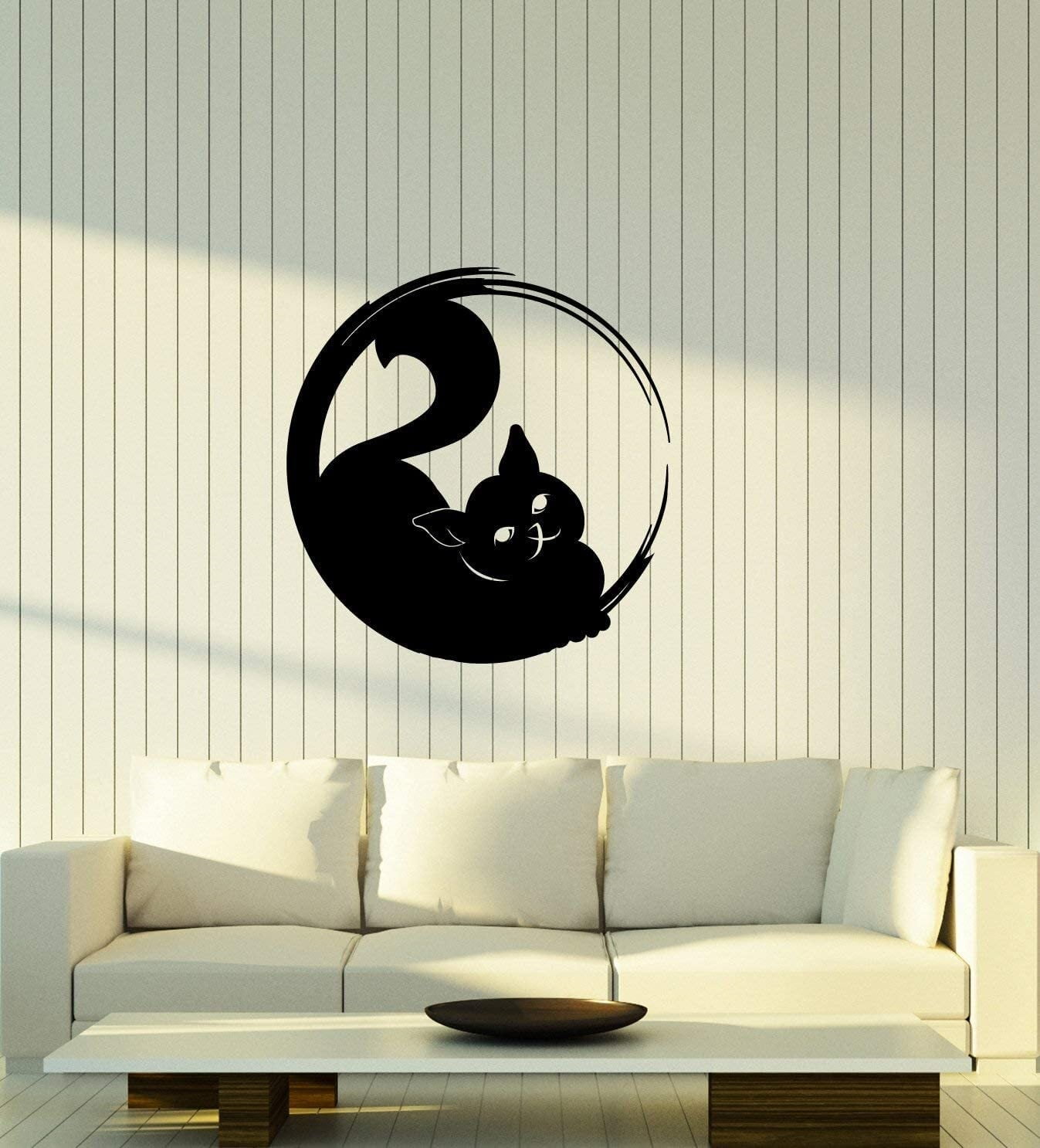 Vinyl Wall Decal Circle Enso Hinduism Yoga Yoga Meditation Room Cat ...