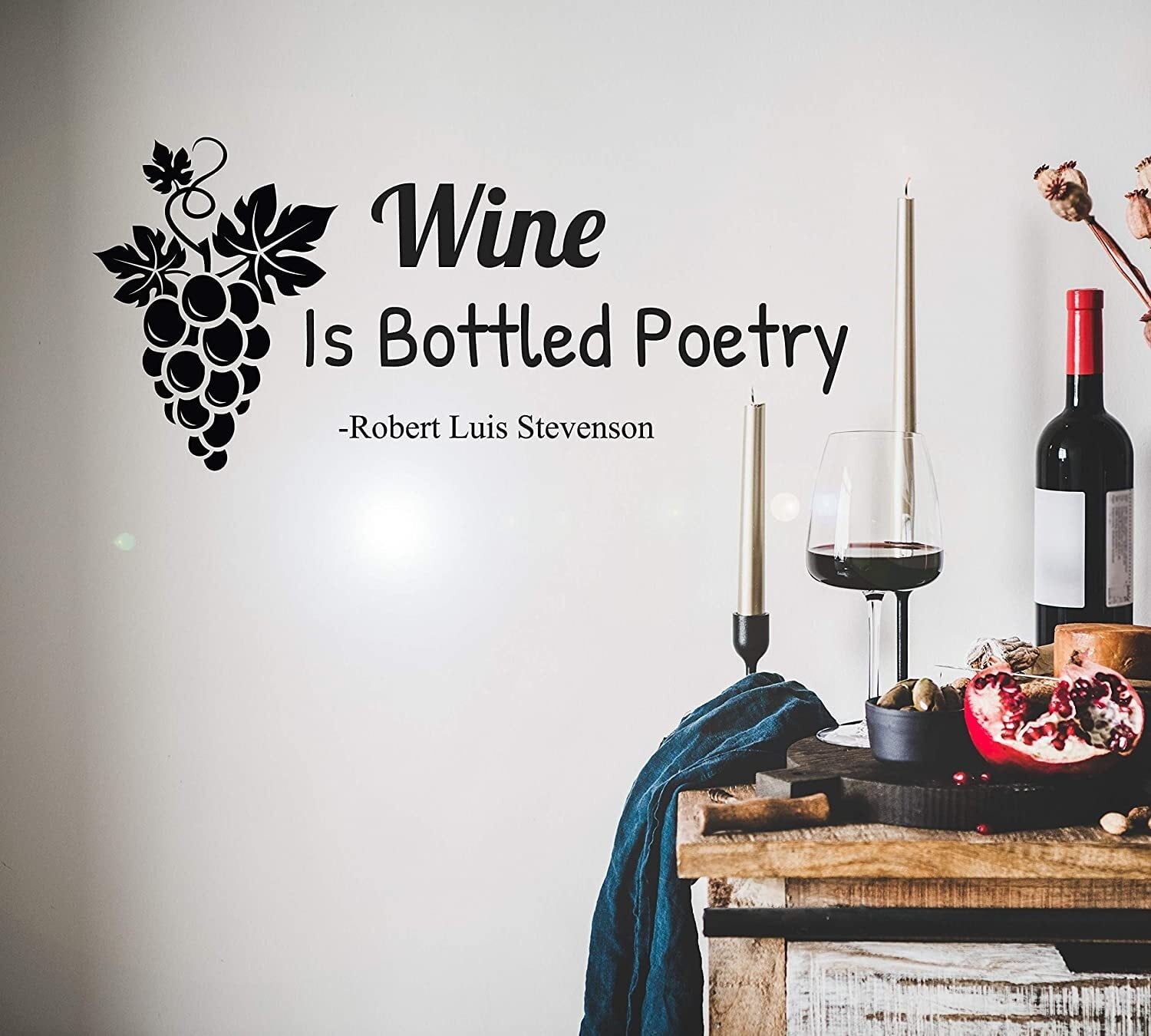 Vinyl Wall Decal Grapevine Wine Poetry Alcohol Drink Stickers Mural 22. ...