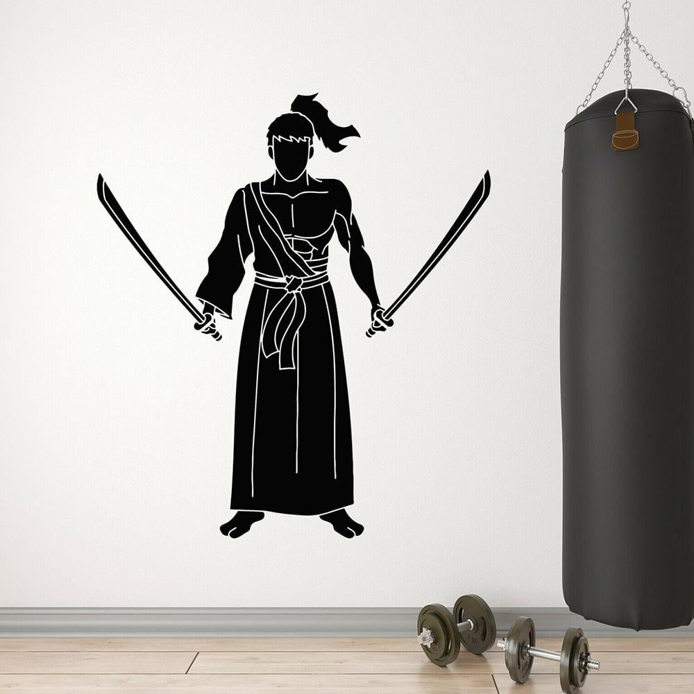 Vinyl Wall Decal Japan Fighter Katana Swords Samurai Warrior Stickers ...