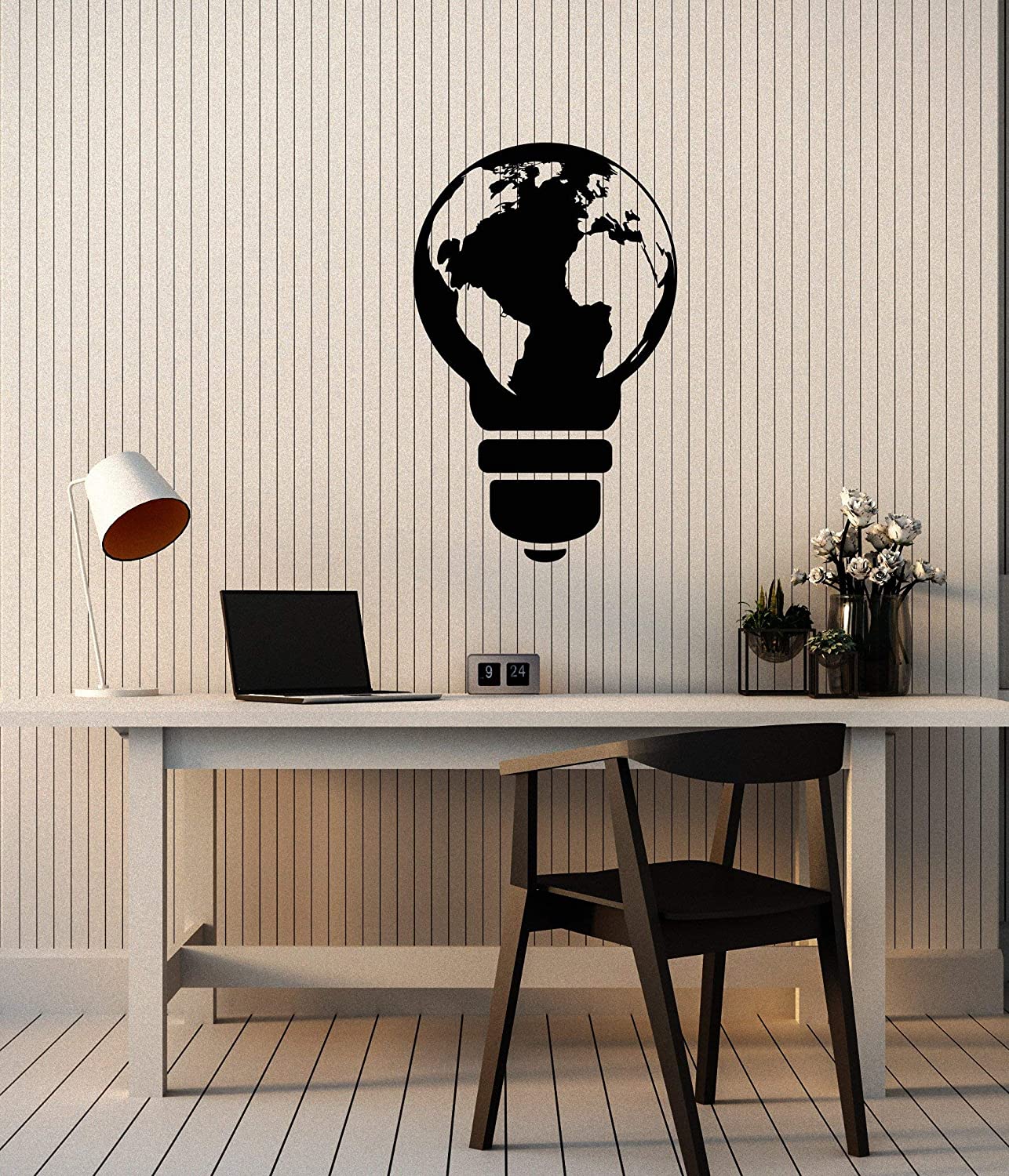 Vinyl Wall Decal Planet Earth Protection of Nature Creative Idea Light ...