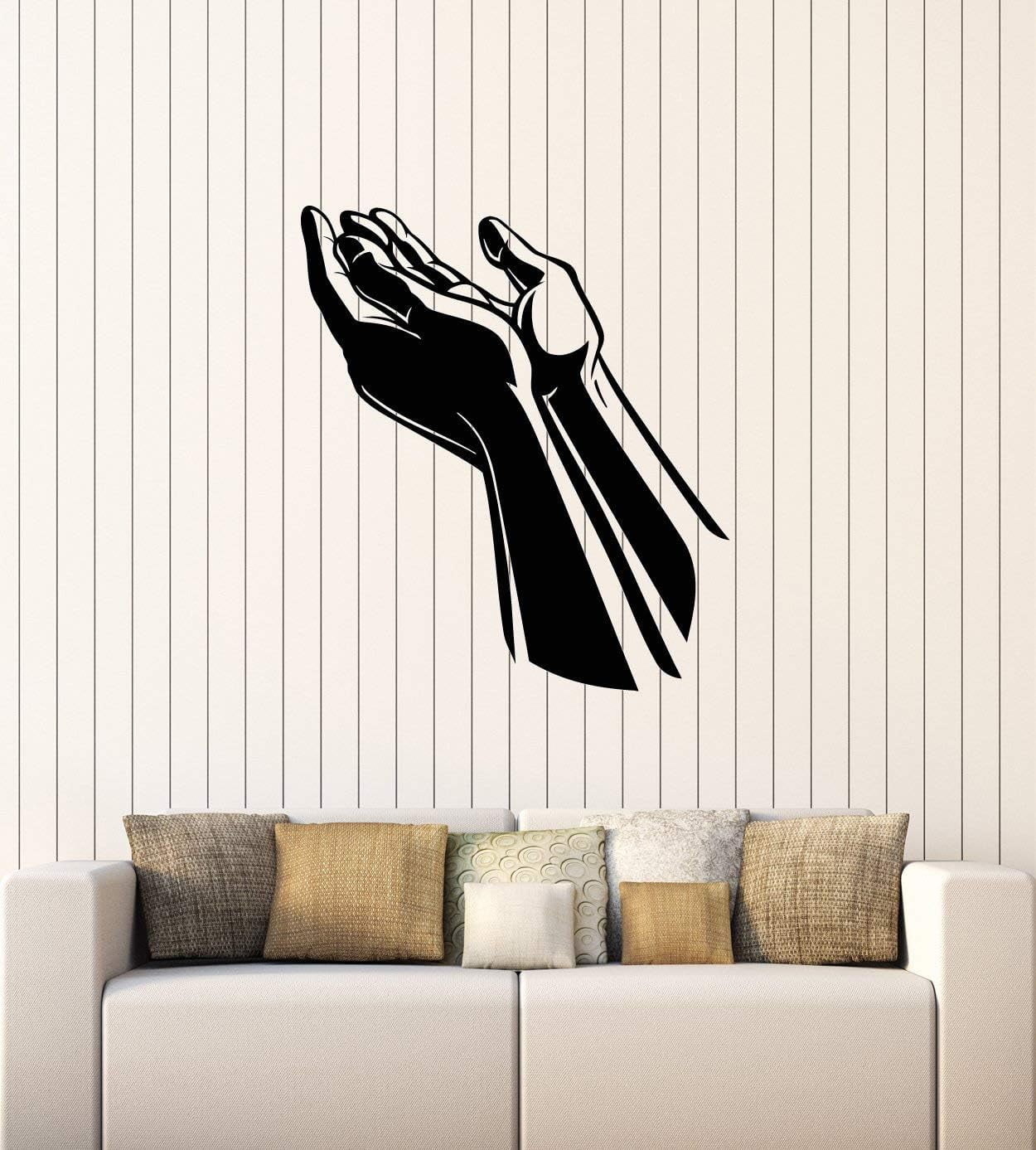 Vinyl Wall Decal Praying Hands Prayer Room Religion Stickers Mural Large Decor G1628 Black