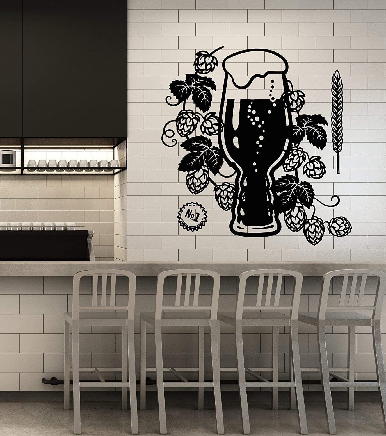 Vinyl Wall Decal Pub Beer House Logo Glass Bar Alcohol Humulus Stickers ...