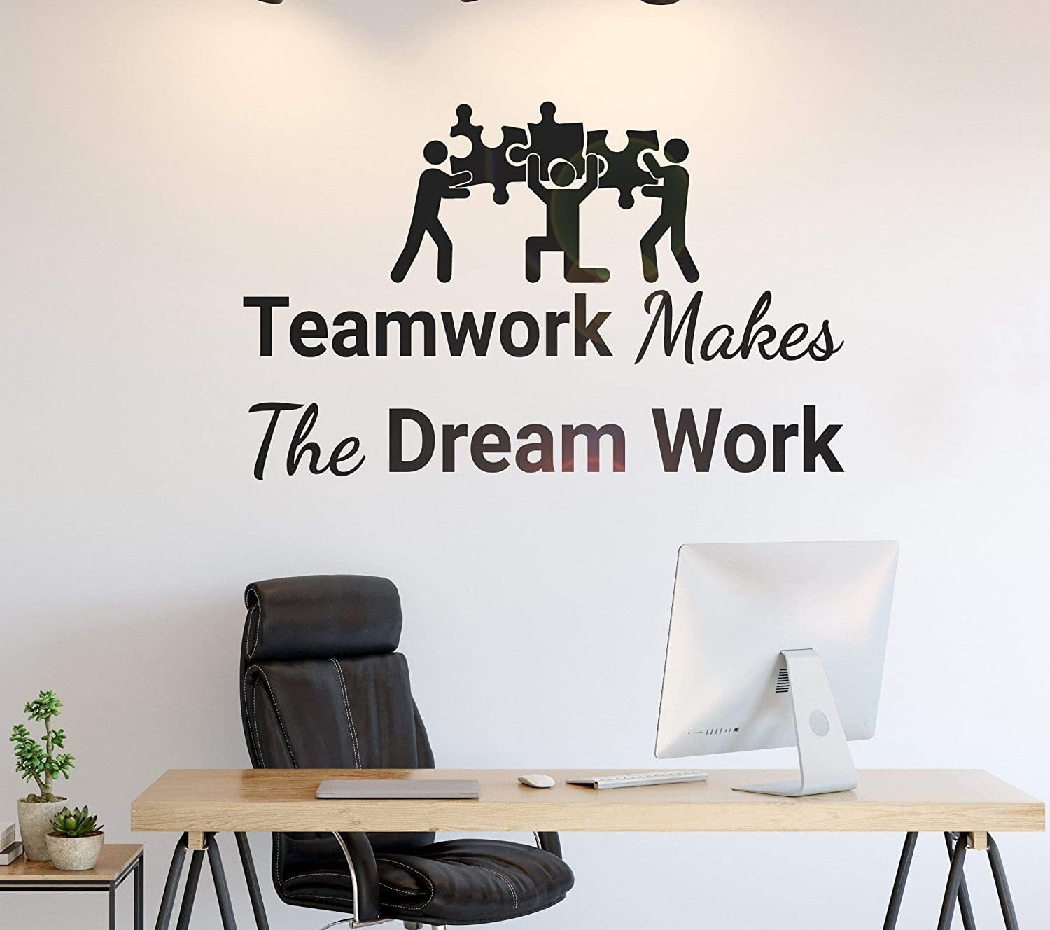 Vinyl Wall Decal Quote Teamwork Makes Dream Work Puzzles Stickers Mural ...